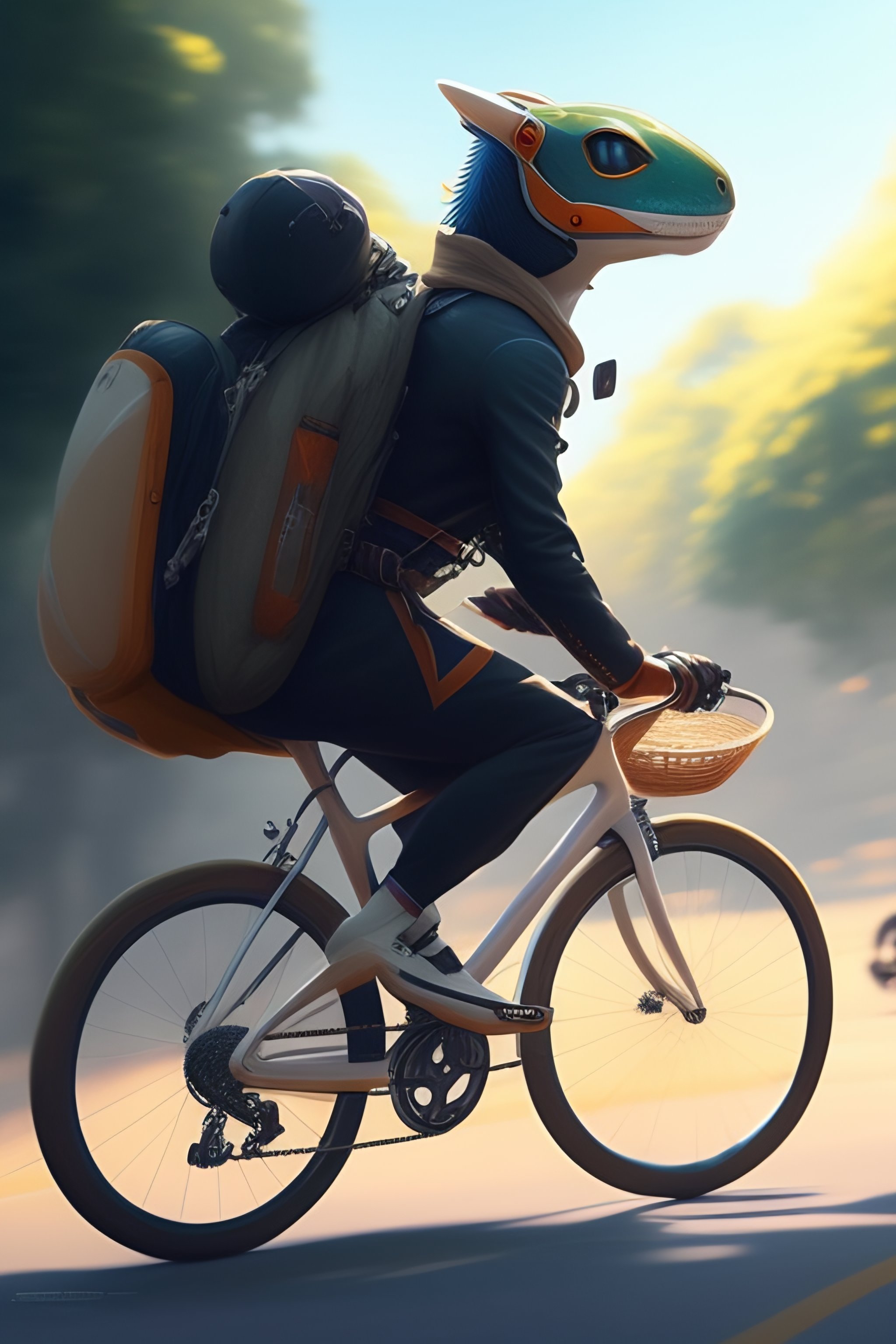 Lexica - A lizard cycling with a helmet bicycle by greg rutkowski ...