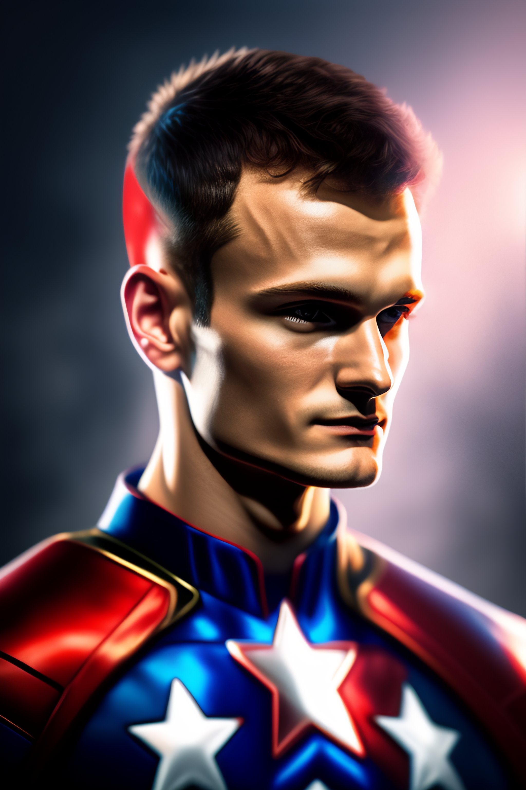 Lexica - Vitalik buterin as captain america blender 4k nikon 35mm hyper ...