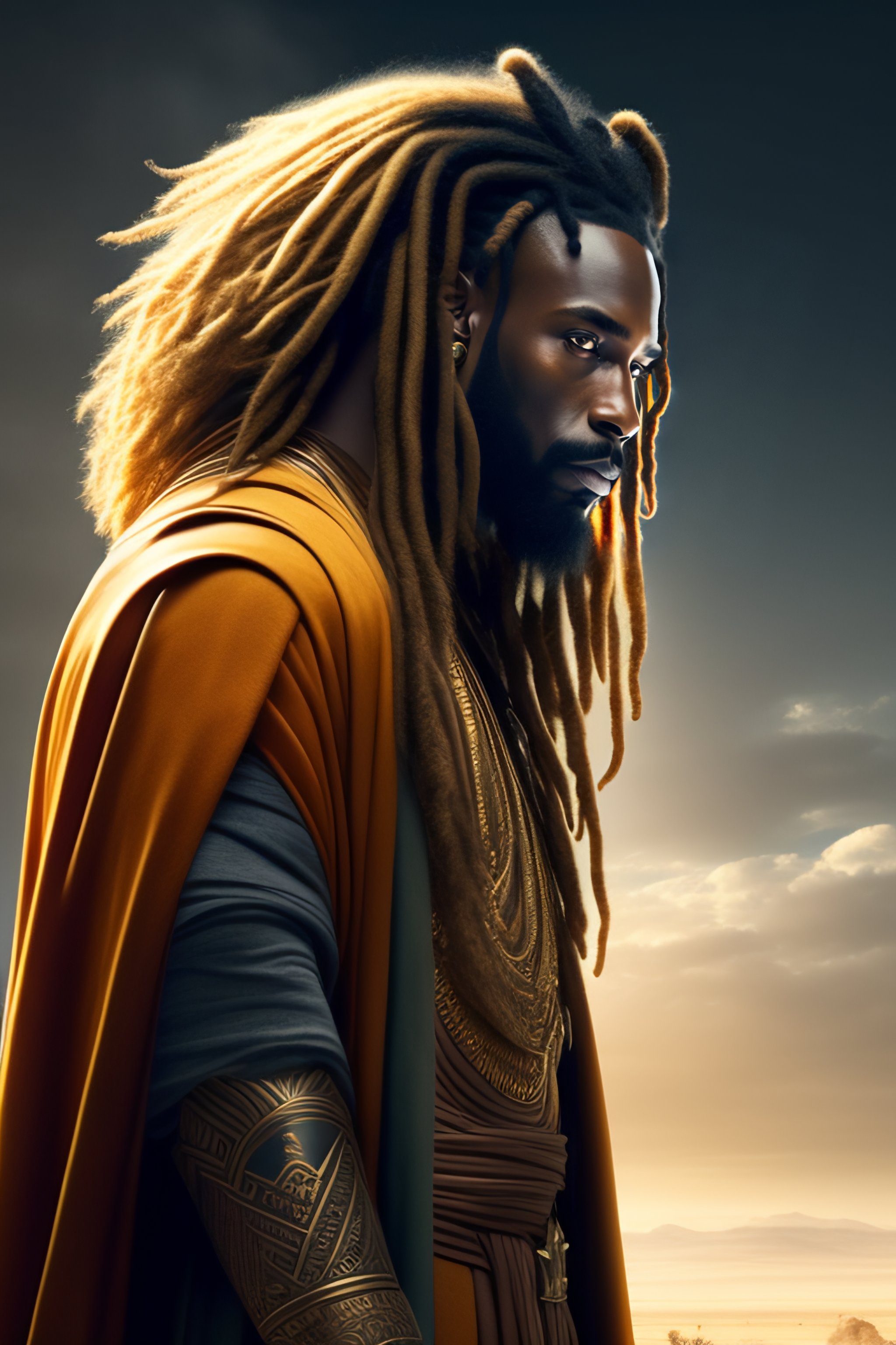 Lexica - Homme a tête de lion avec crinière en dreadlocks et une tenues ...