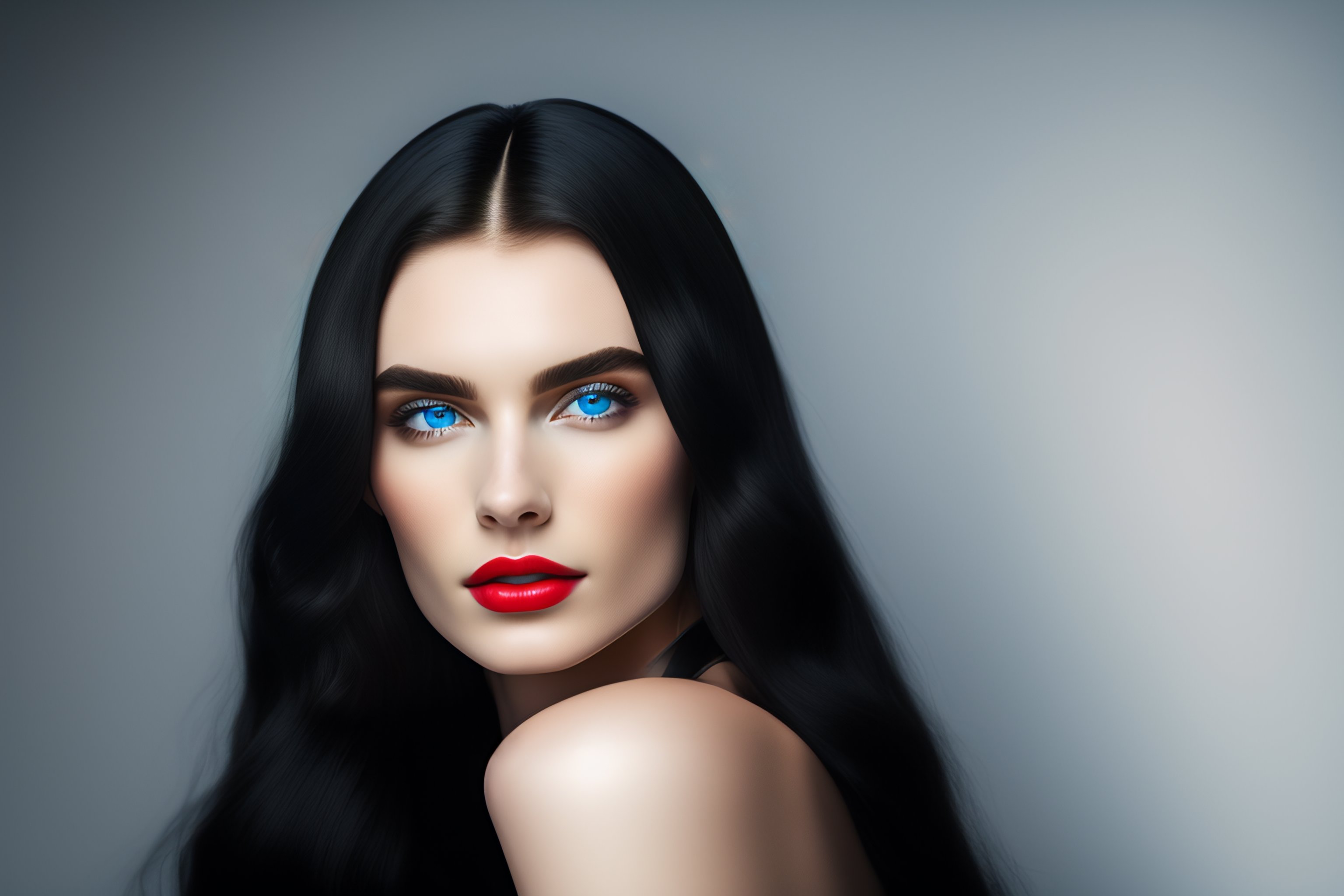 Lexica - A portrait of a beautiful white girl, long straight raven ...