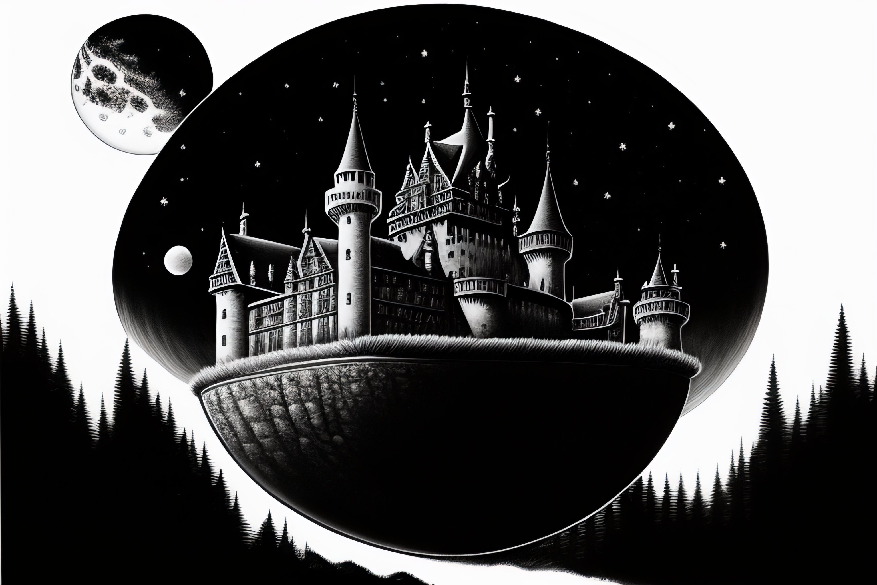 Lexica - A floating Gothic castle high above the ground actually above ...