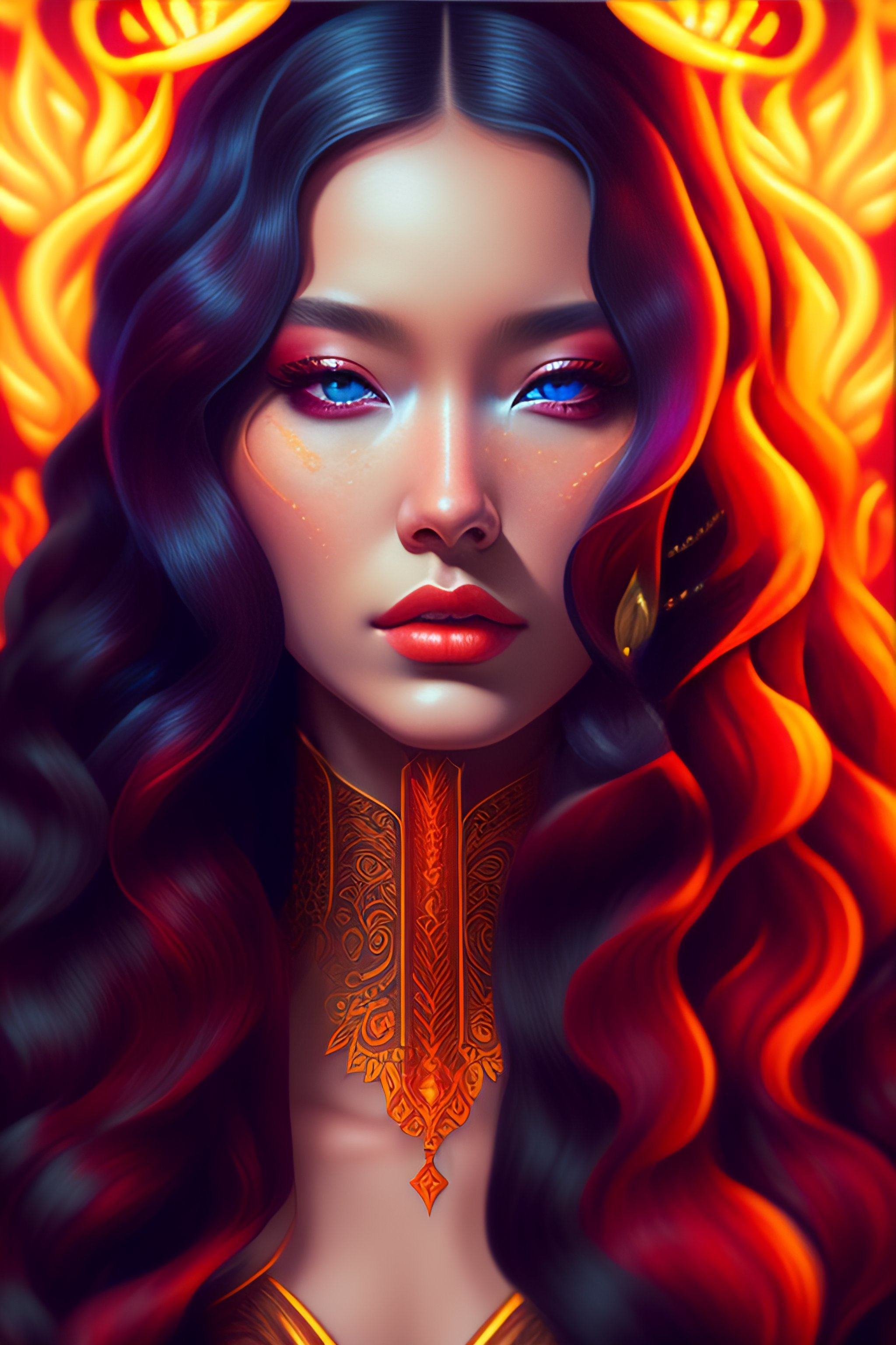 Lexica - Fire concept art portrait by Casey Weldon, Olga Kvasha, Miho ...
