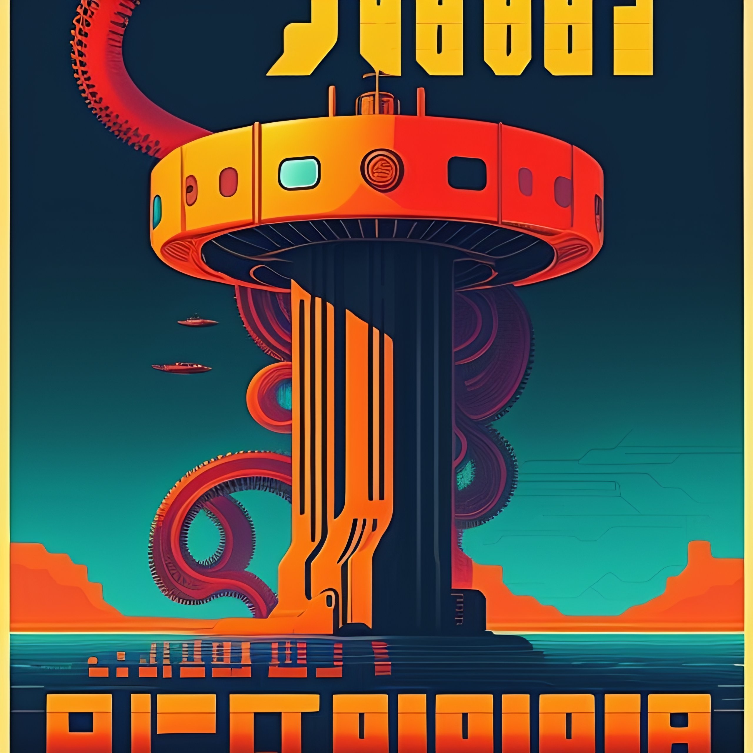 Lexica - 80s, cyberpunk, propaganda poster, robot octopus