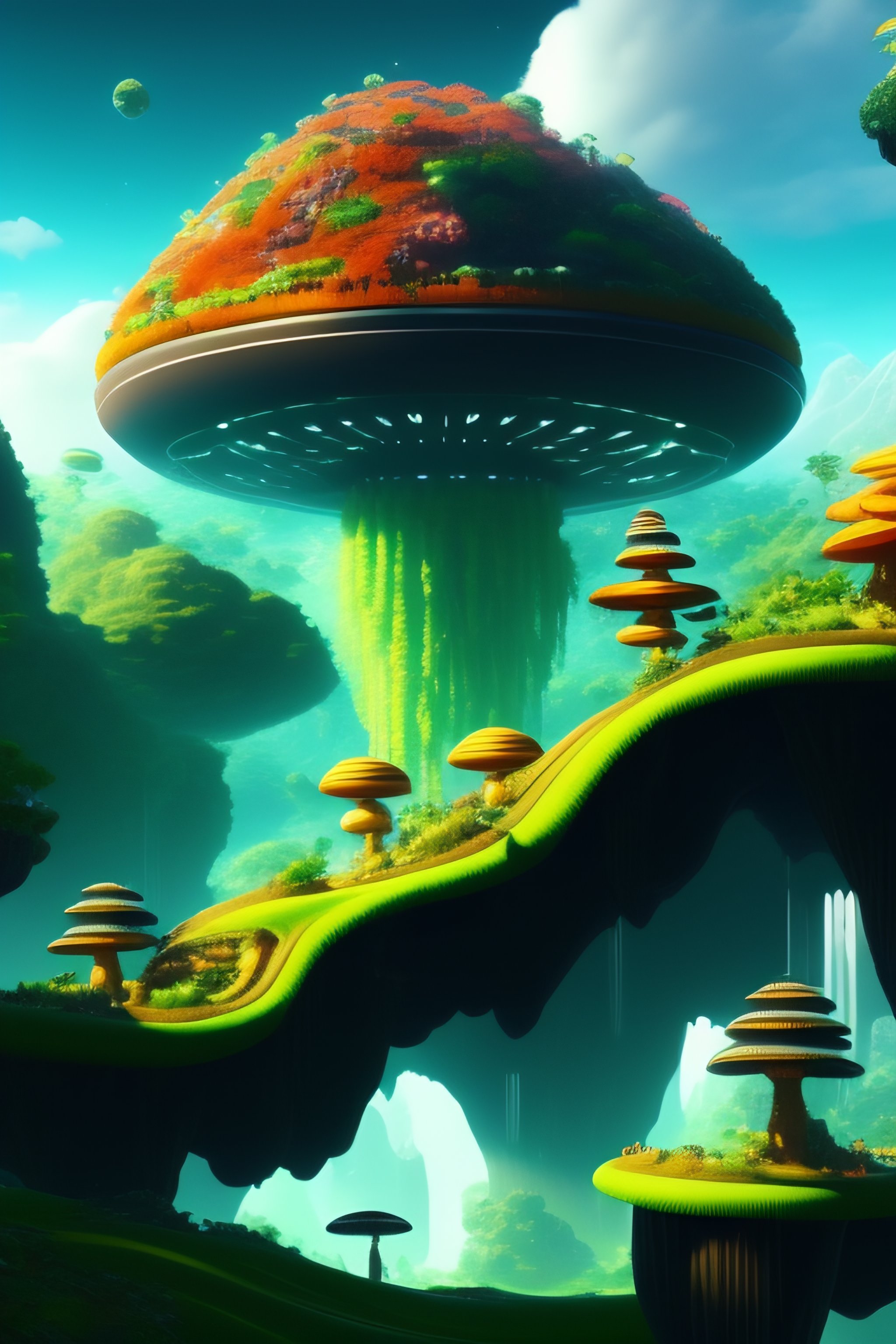 Lexica - Epic alien world with a jungle made out of mushrooms and ...
