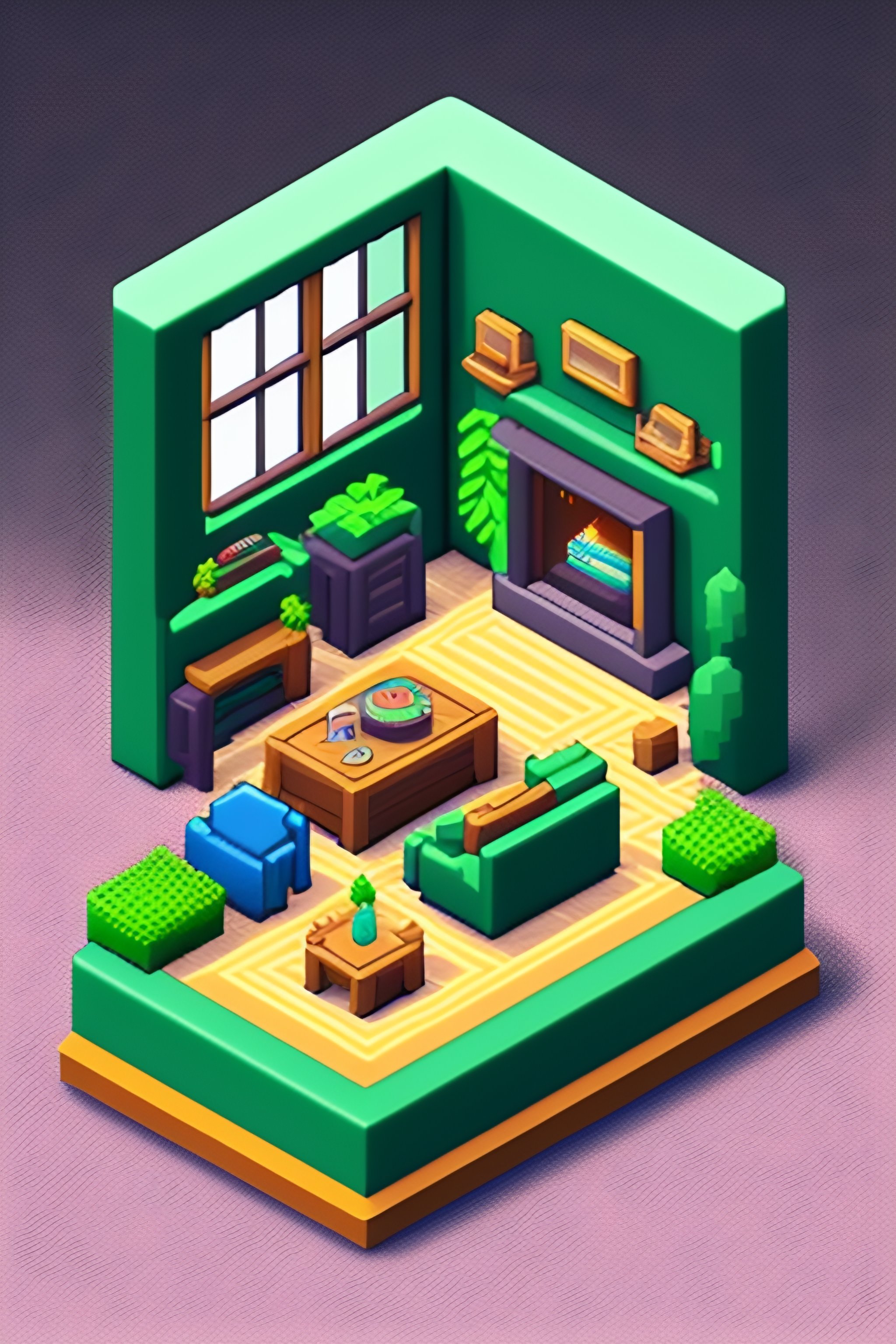 Lexica - Detailed isometric living room, pokémon, 8 bits, pixel art,