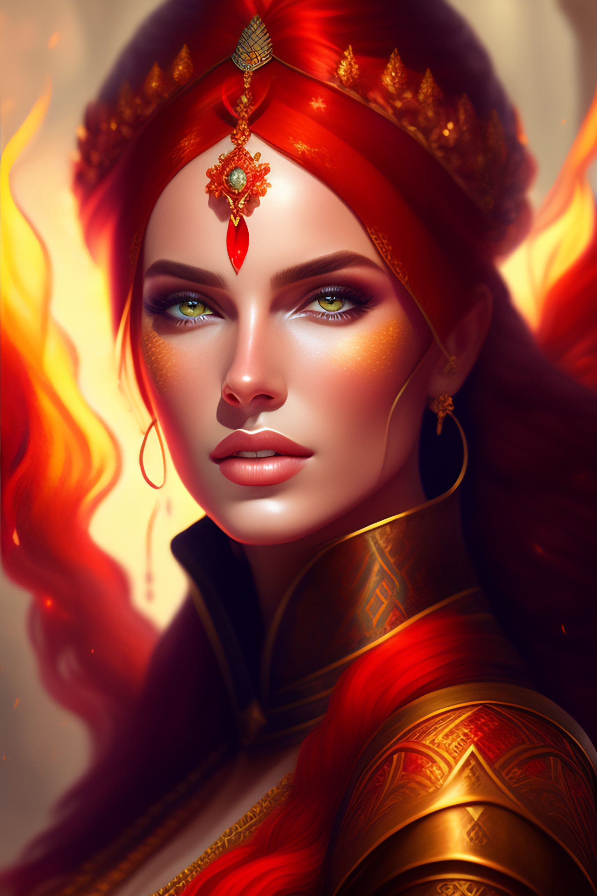Lexica - Portrait of a beautiful woman surrounded by fire, portrait of ...