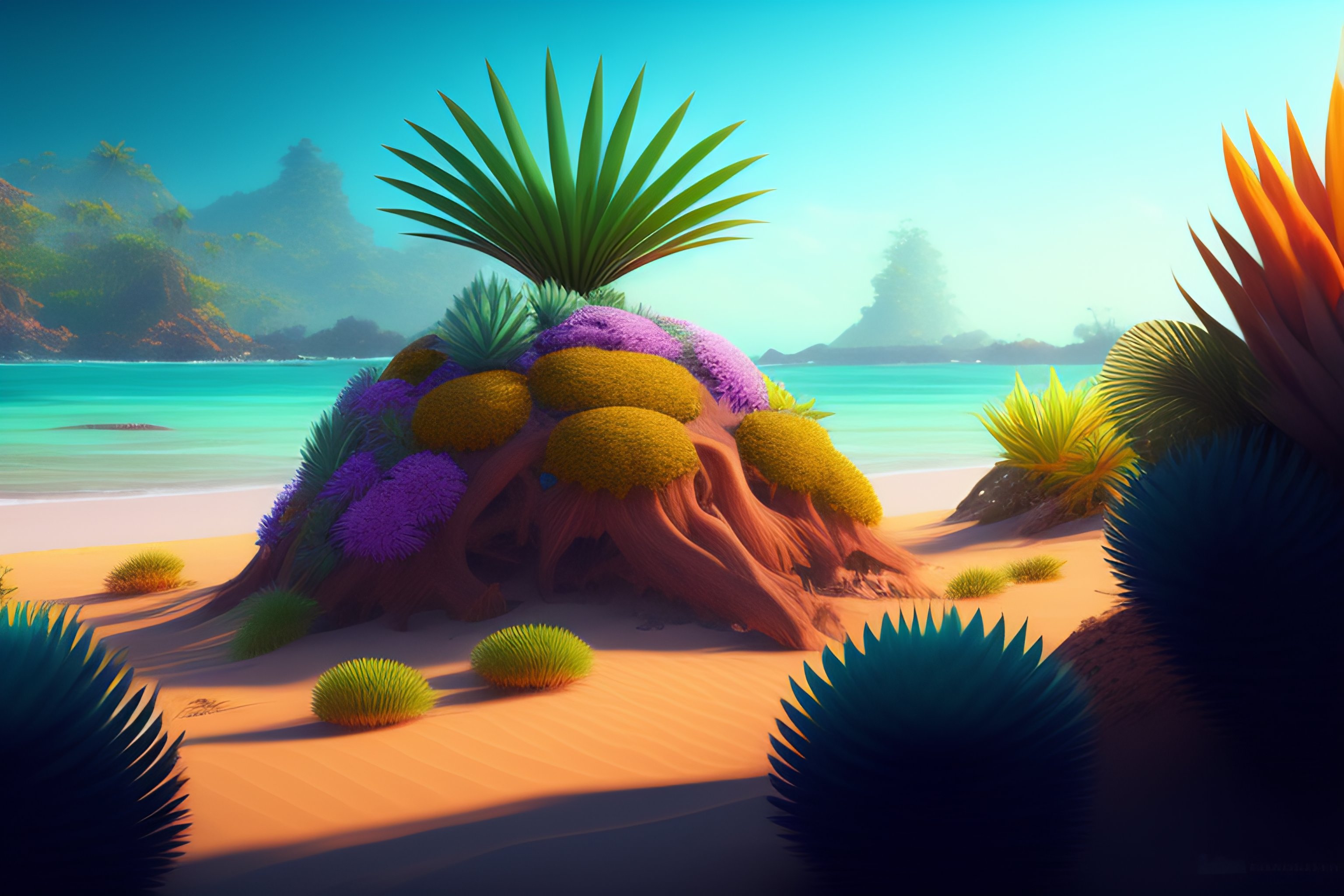 Lexica - Giant crab monster in on top of Giant spiky cactus ferns yucca ...