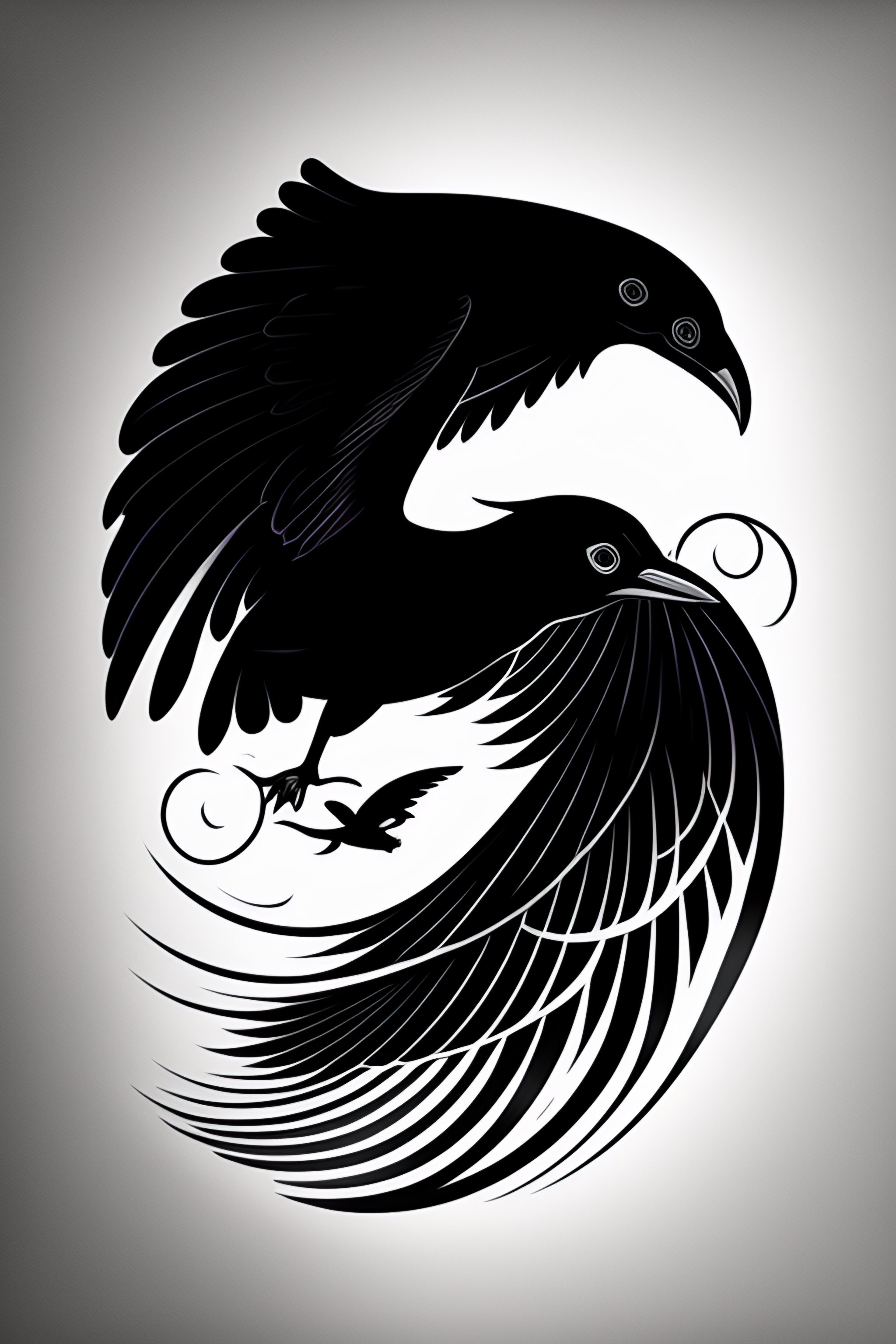 Lexica - A beautiful tattoo design of minimalist flying ravens flying ...