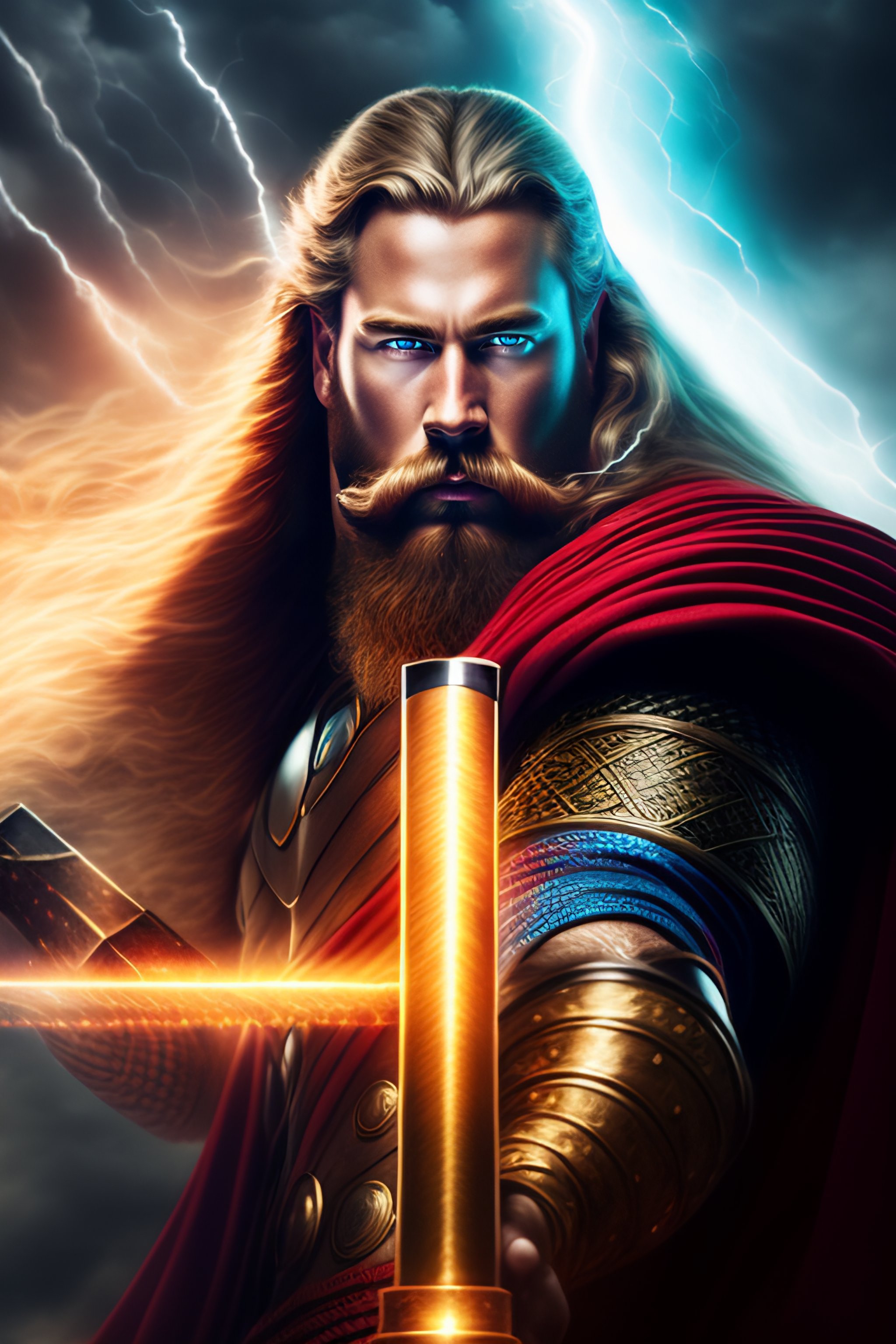 Lexica - Realistic, psychedelic image of Thor Norwegian Viking God ...