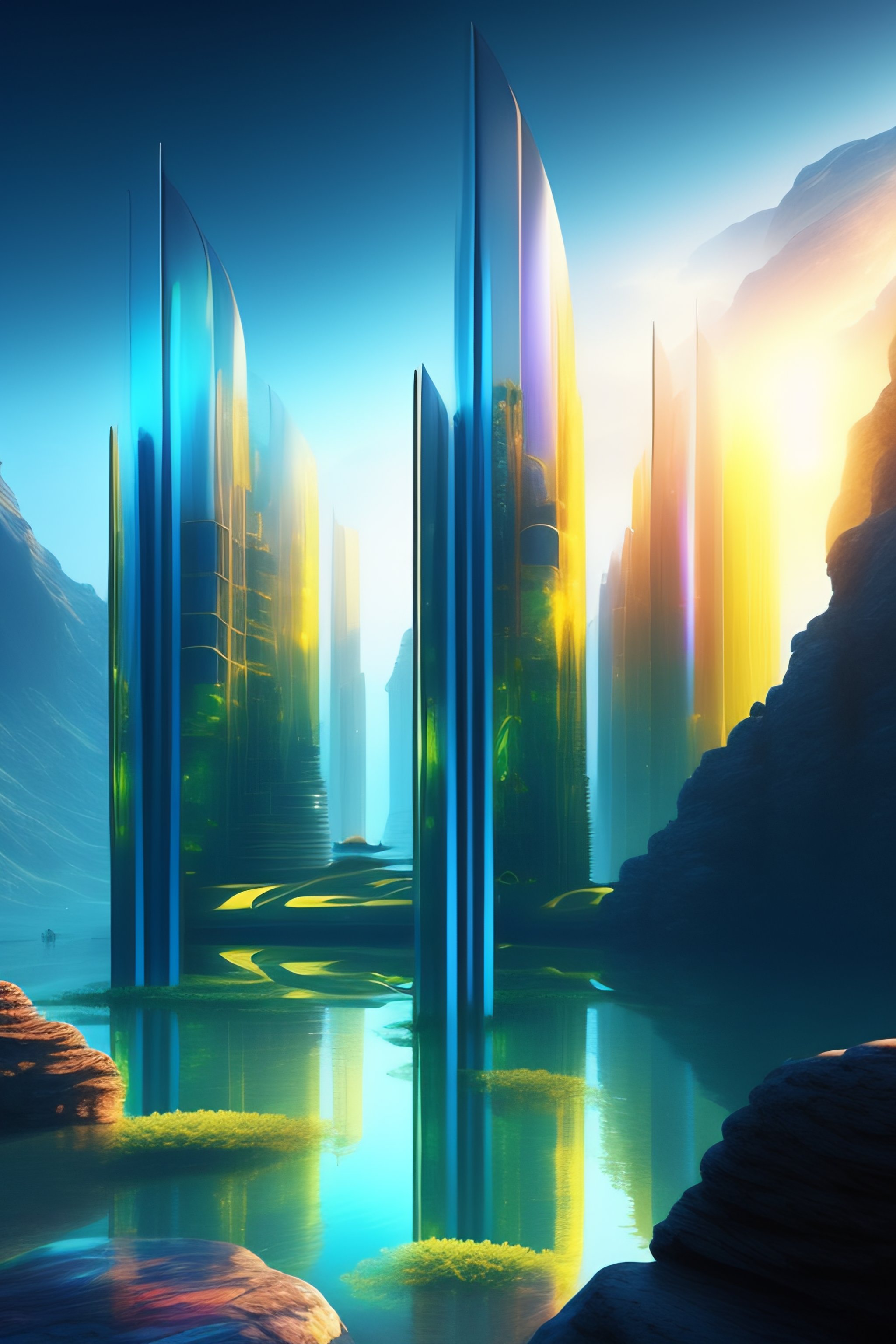 Lexica - Sci-fi mystical ethereal tropical futuristic city with ...