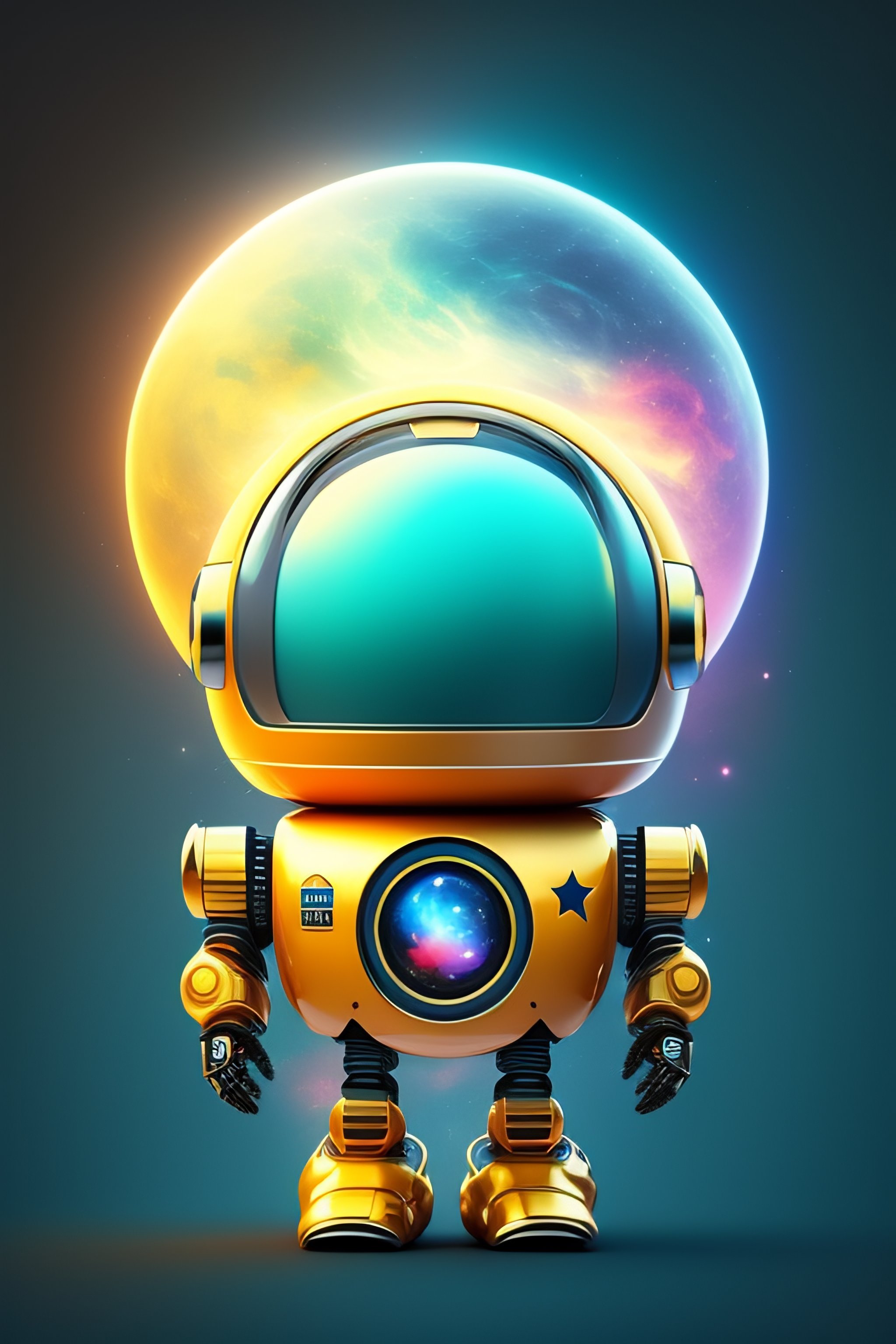 Lexica - A mascot robot, modern robot, round robot, cartoon, flying ...