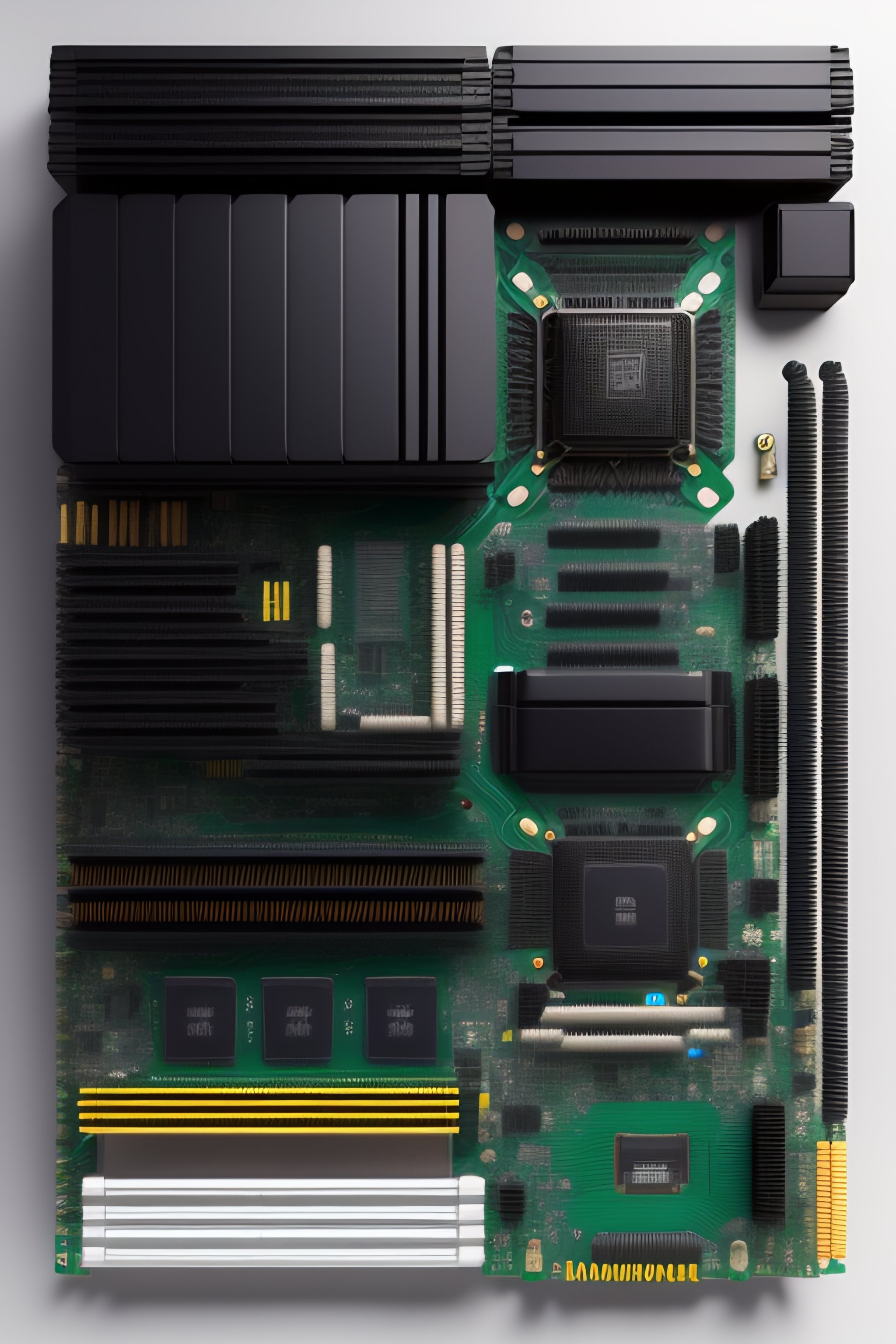 Lexica - Disassembled gaming computer, motherboard, gpu, cpu, ram, case ...