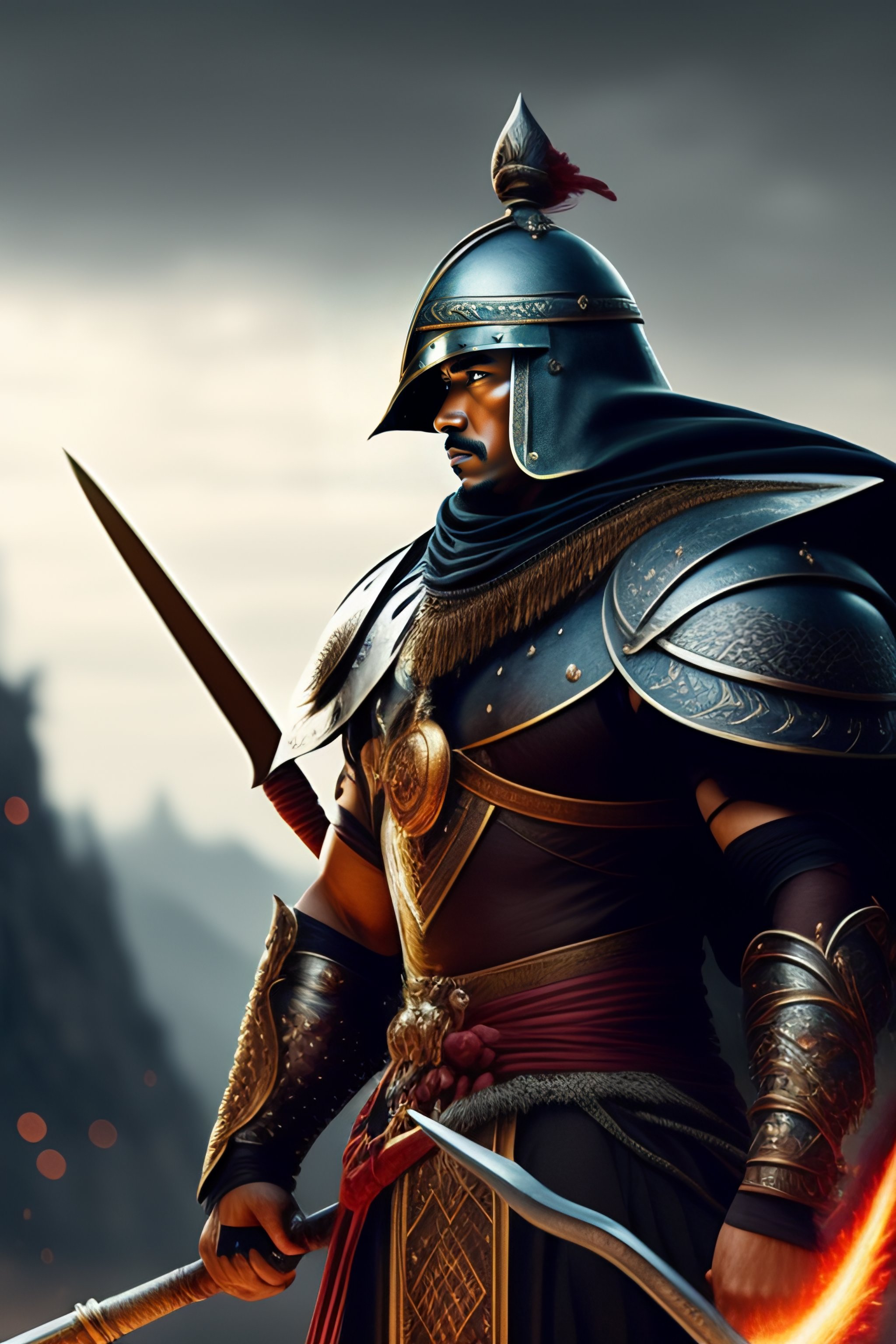 Lexica - Picture of a steel halberd held by a warrior.