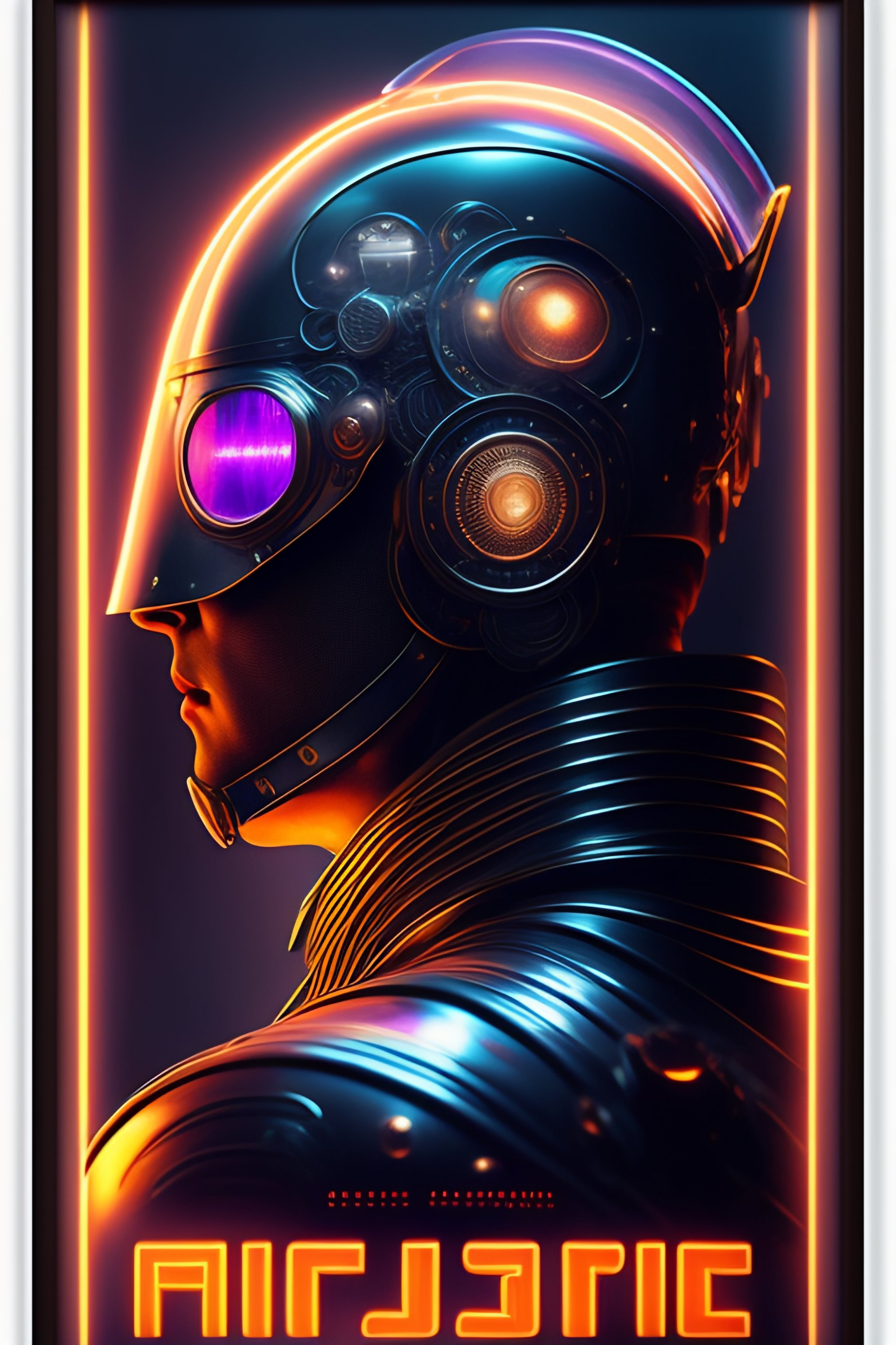 Lexica - Vintage Poster Medium Shot 1820, futuristic cyberpunk, man in ...