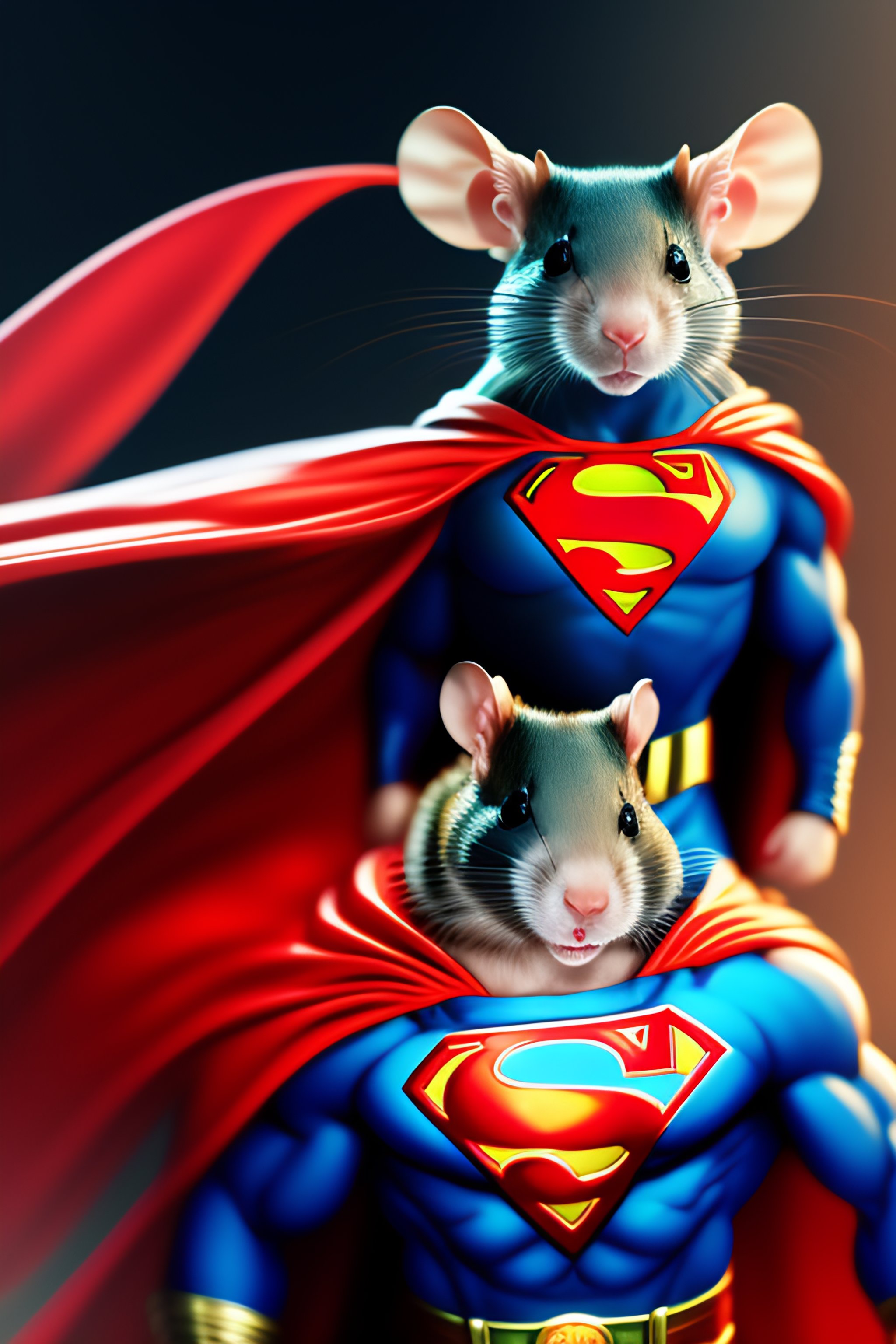 Lexica - Rat dressed up like a superman, digital art