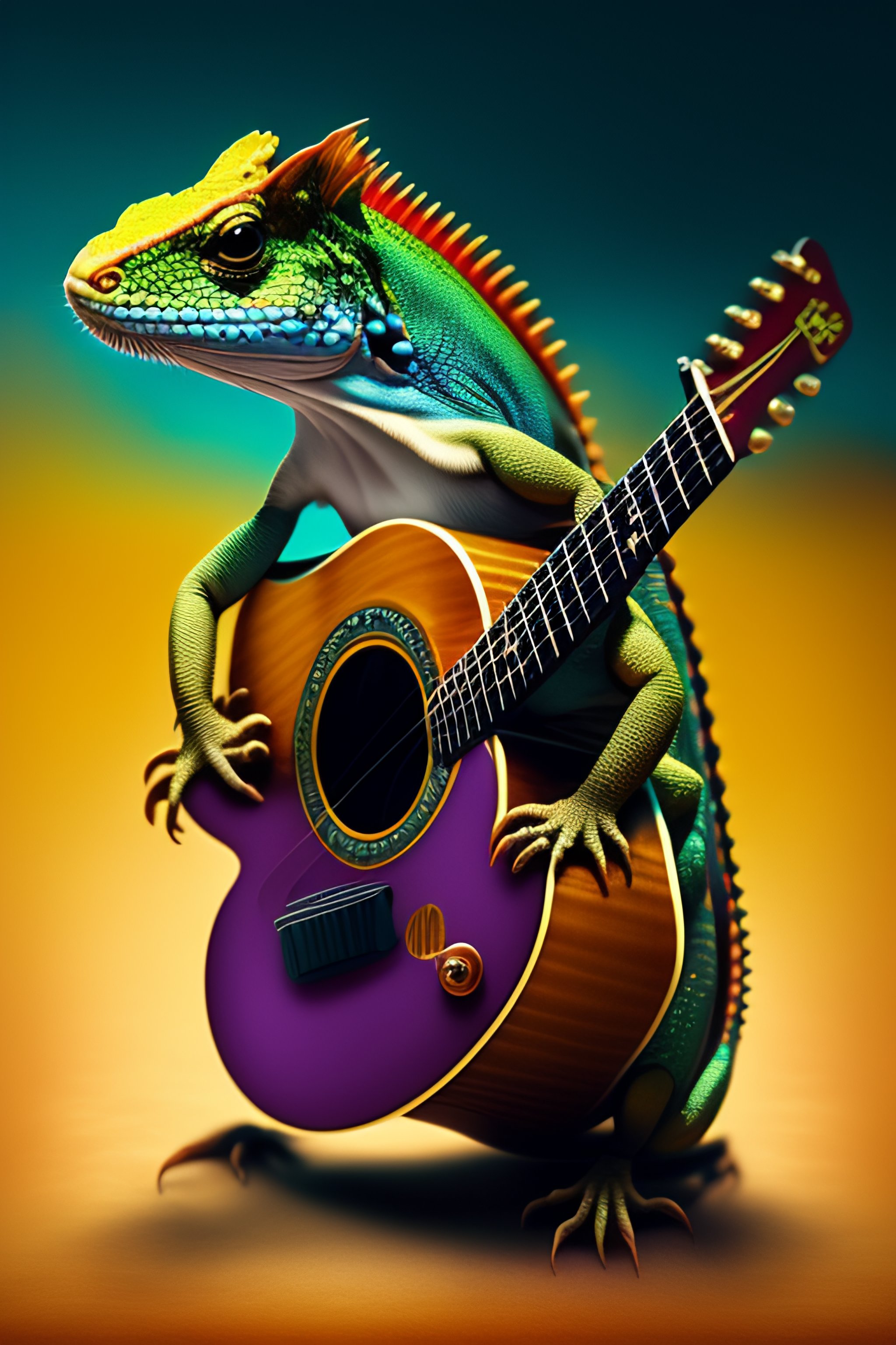 Lexica - Psychodellic lizard playing guitar