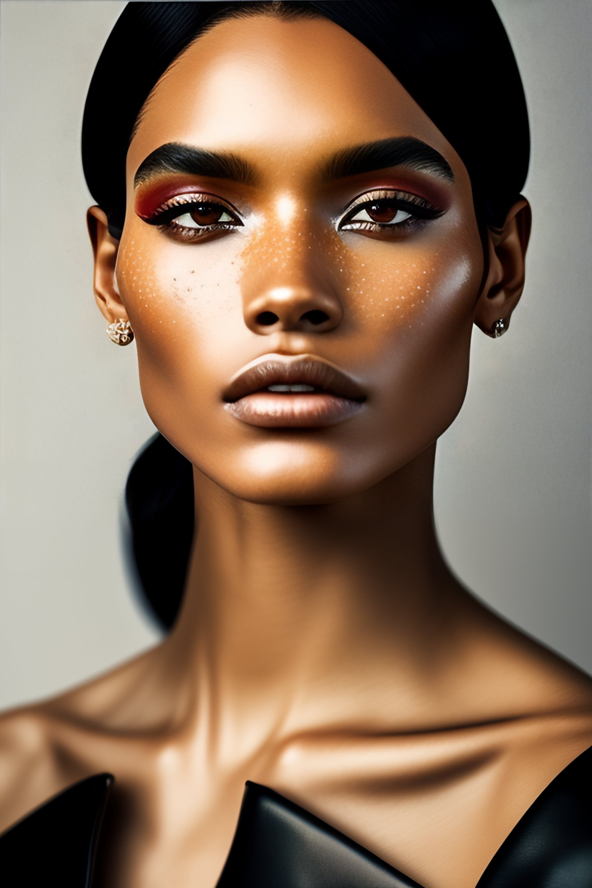 Lexica - A photo close-up of a beautiful black haired woman with ...