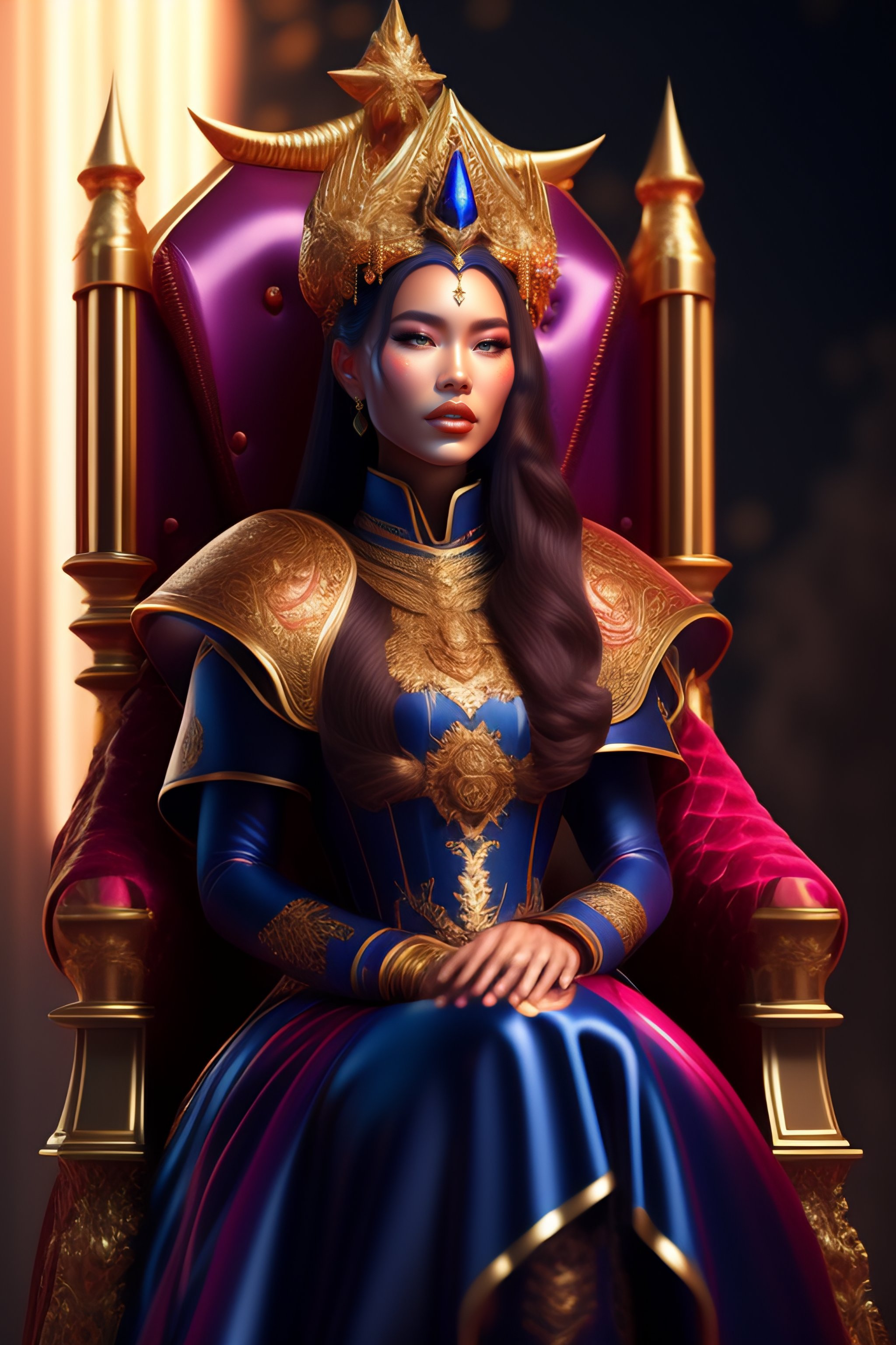 Lexica - A satanic girl sit in a hell throne , smooth, trending on ...