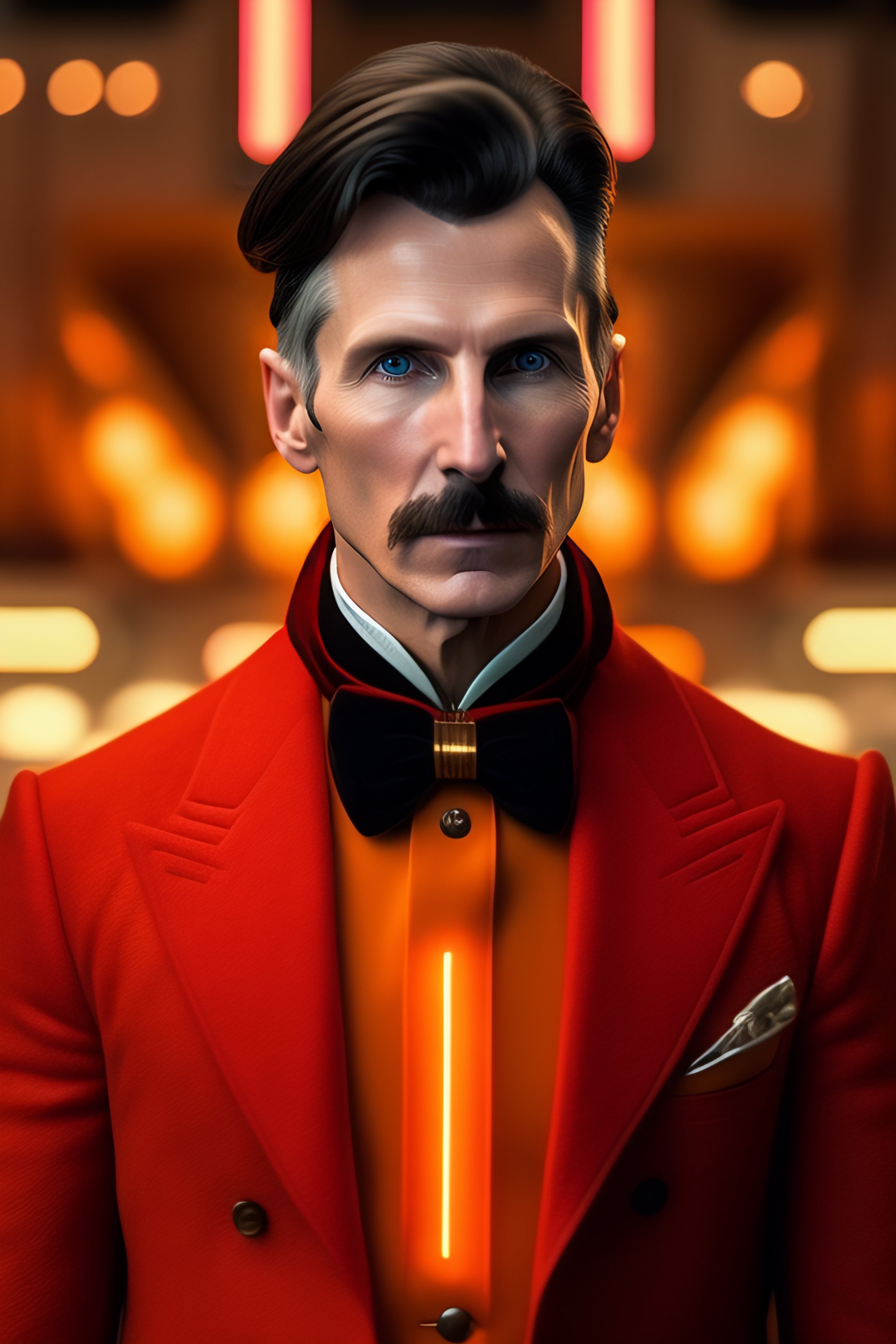 Lexica - Portrait of Cyberpunk Nikola Tesla, directed by wes anderson ...