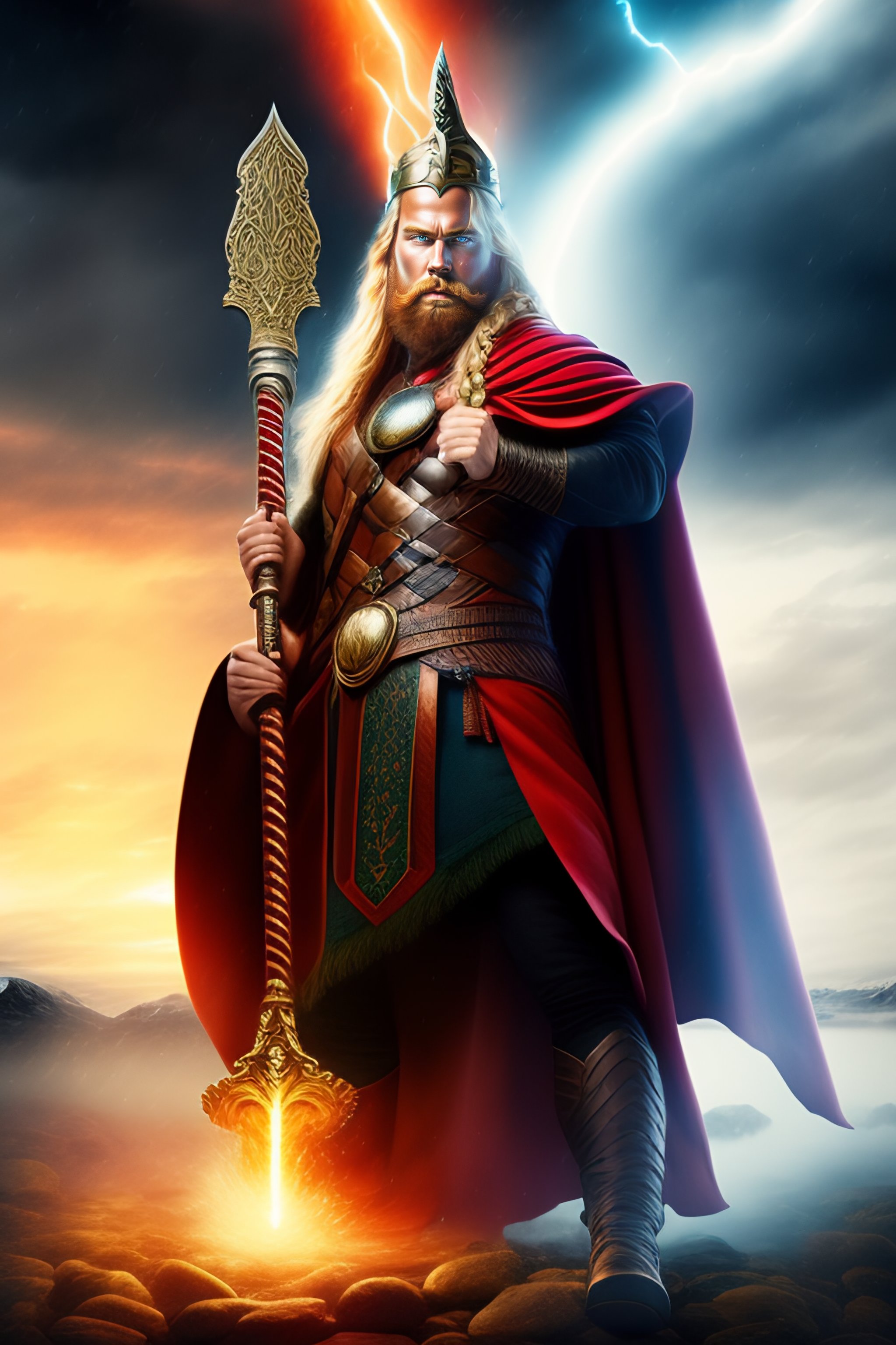 Lexica - Realistic, psychedelic image of Thor Norwegian Viking God ...