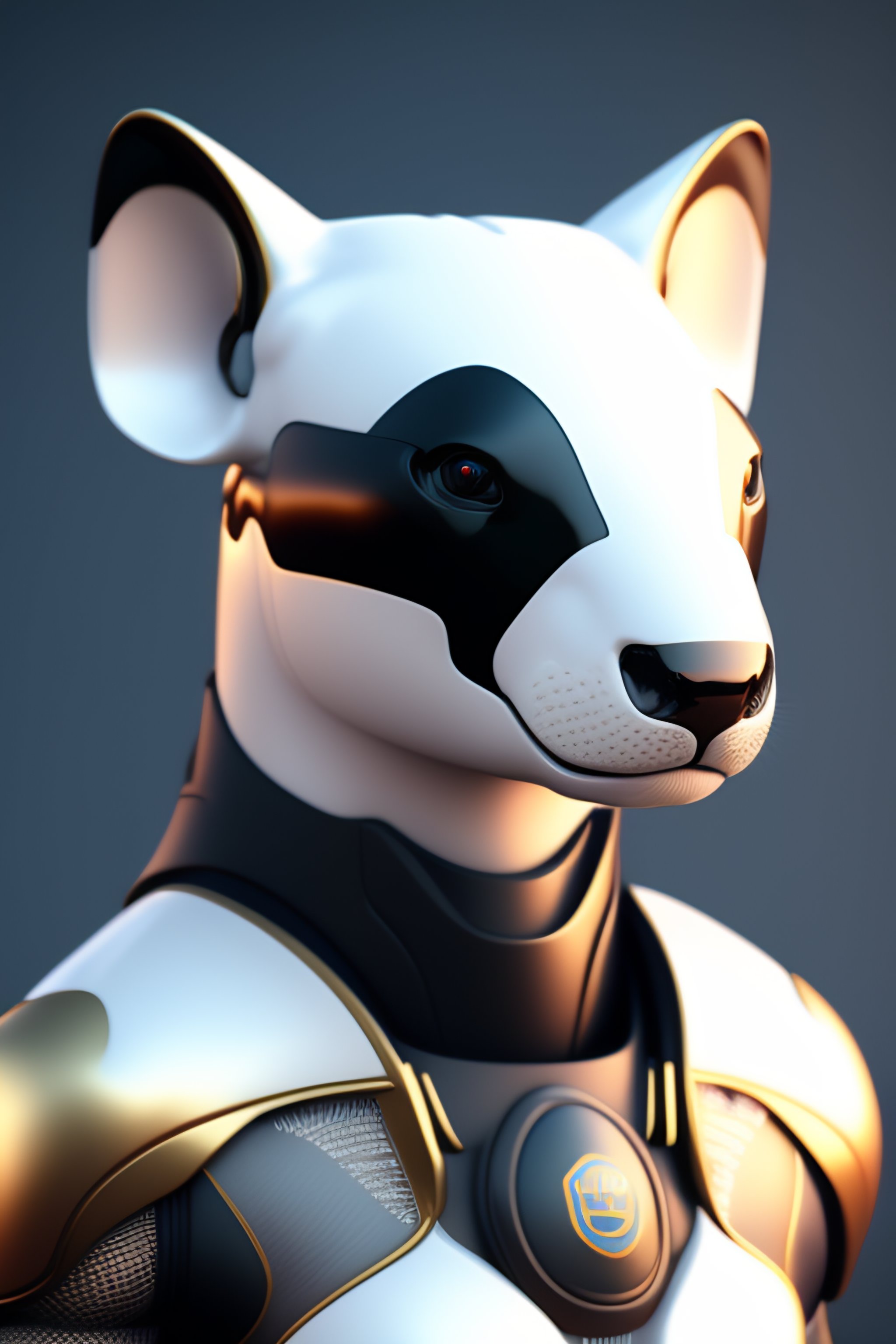 Lexica - Male robotic anthro orca, visor screen for face, large opaque ...