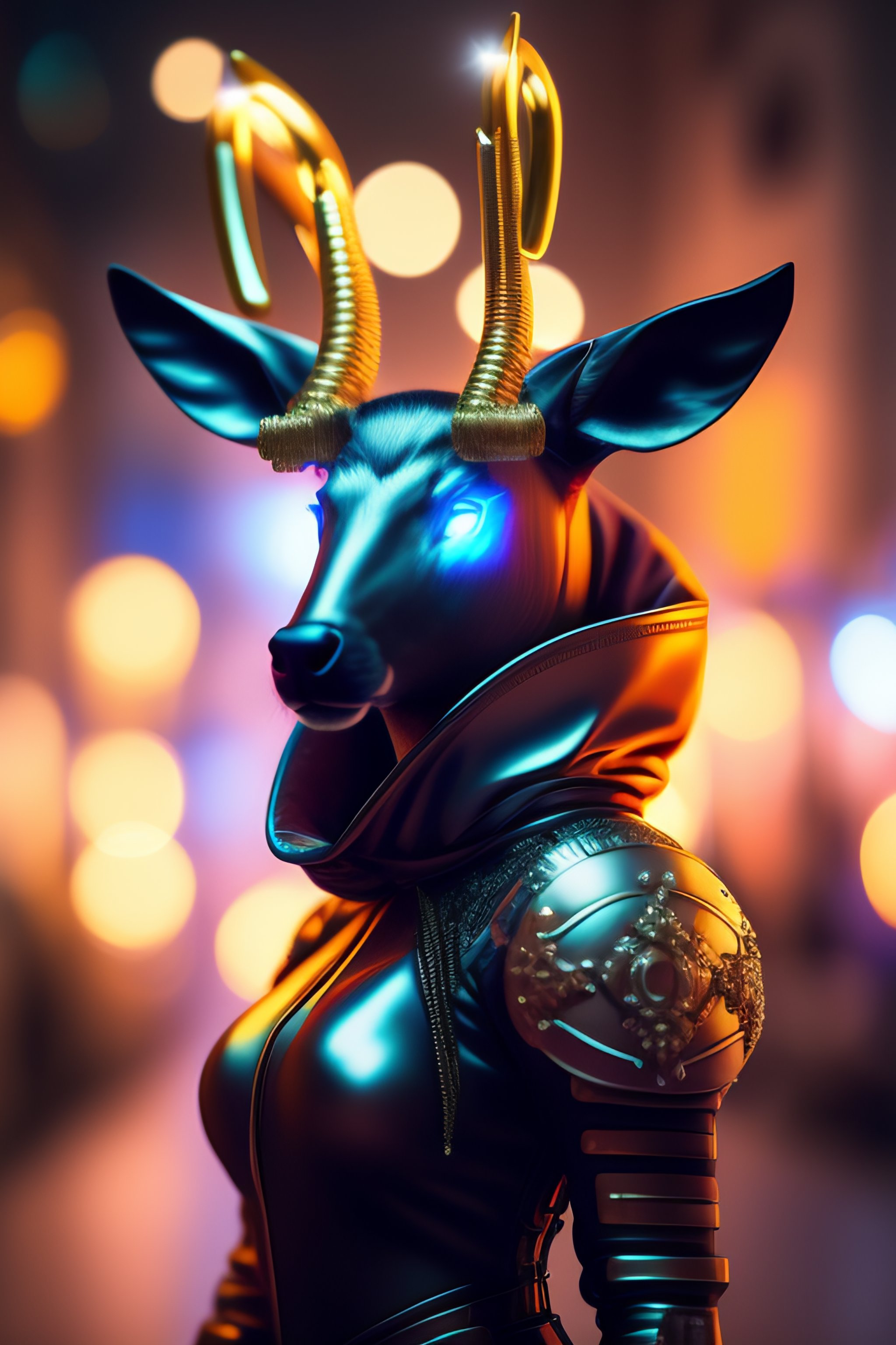 Lexica - Cyber punk reindeer armed with metallic guns