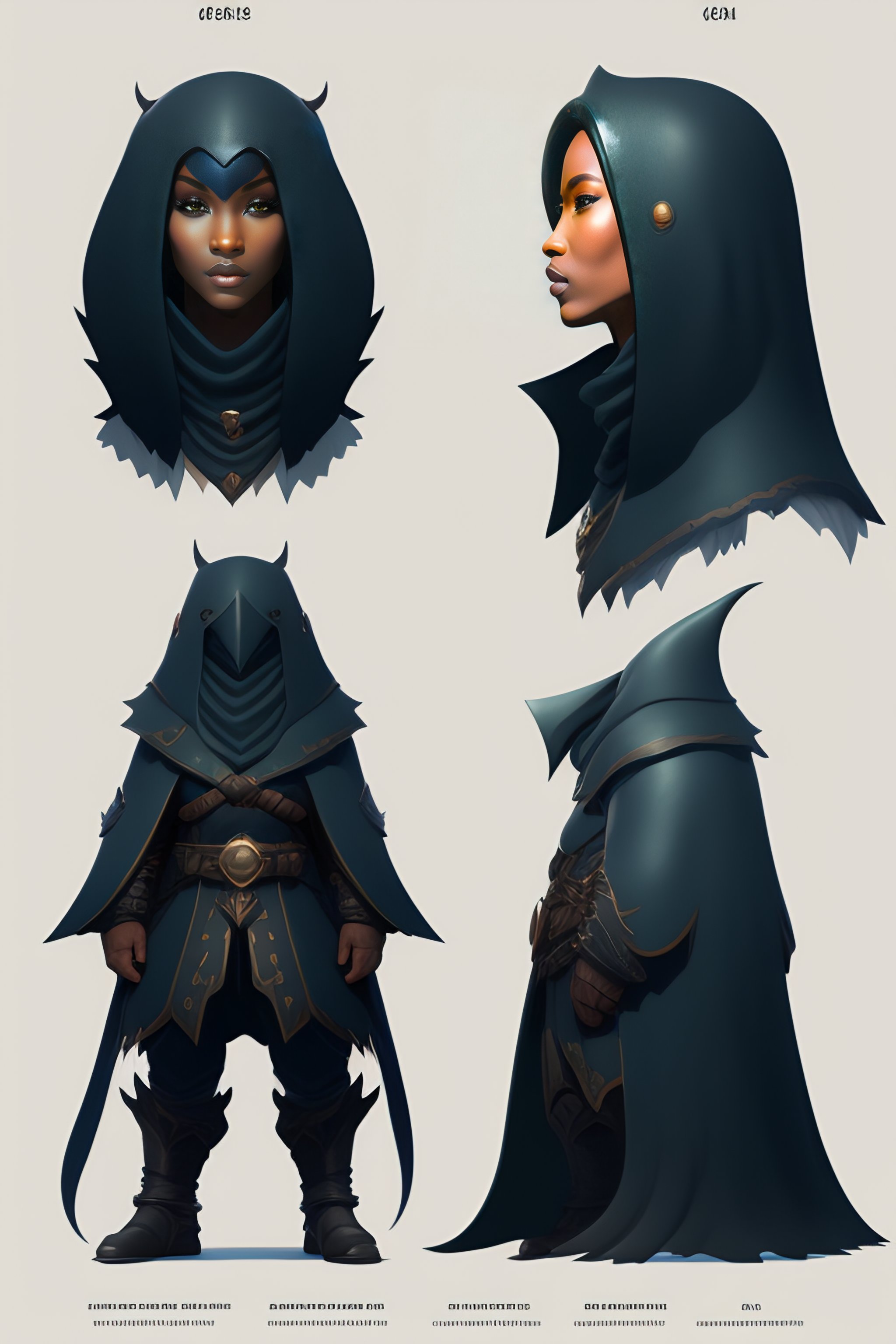 Lexica - Faceless monster character model sheet