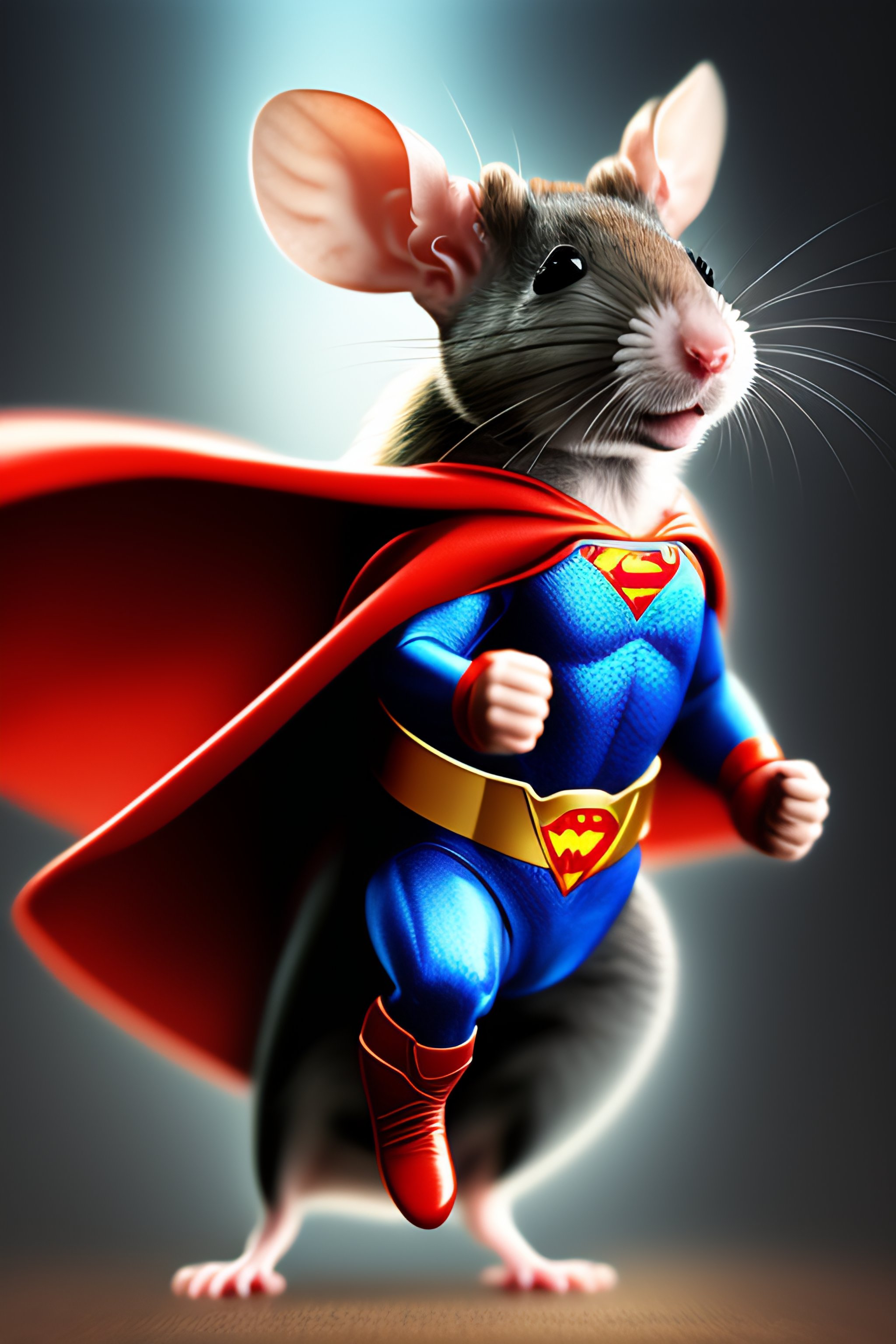 Lexica - Rat dressed up like a superman, digital art