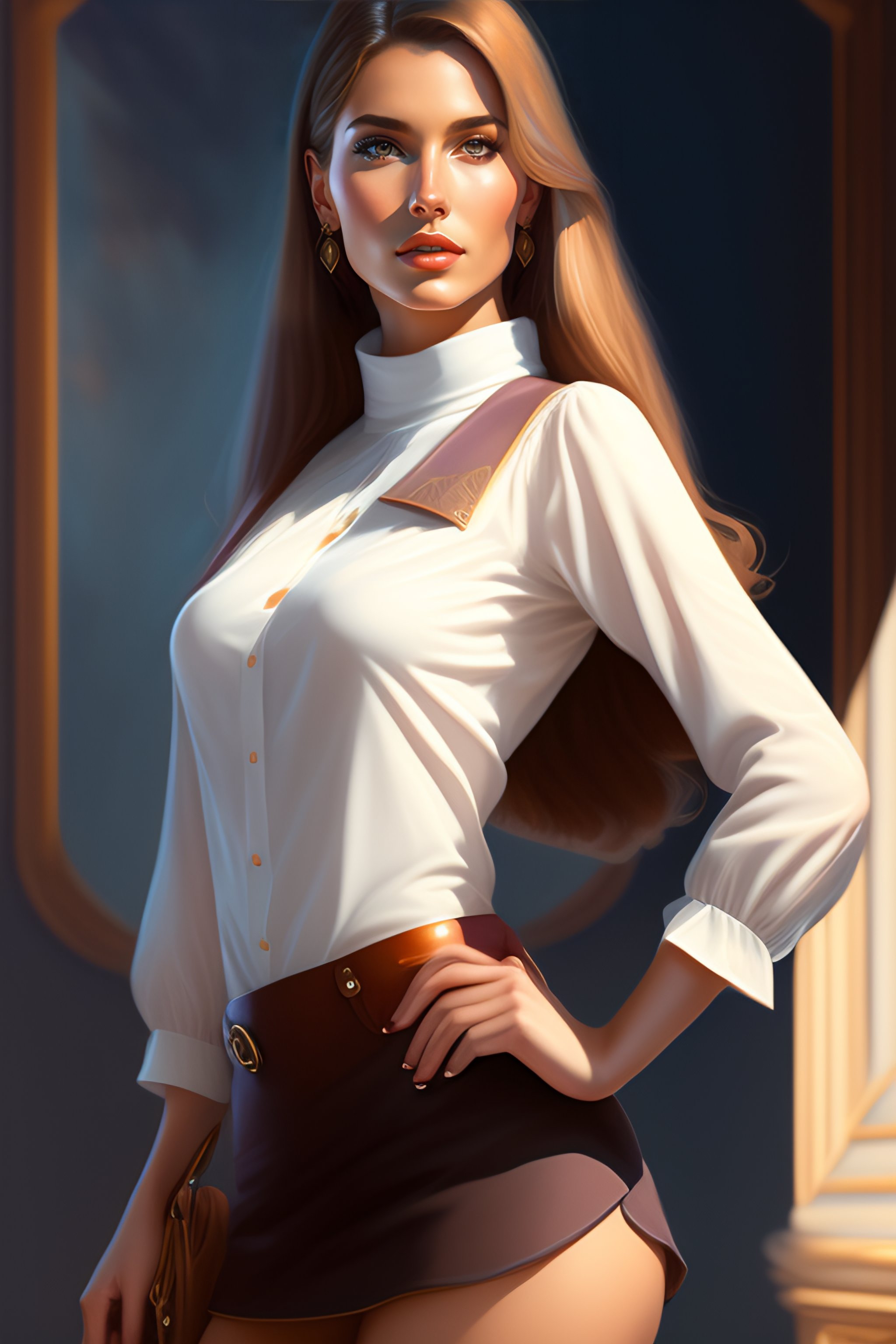 Lexica - Portrait of a full body of beautiful young female secretary, d ...