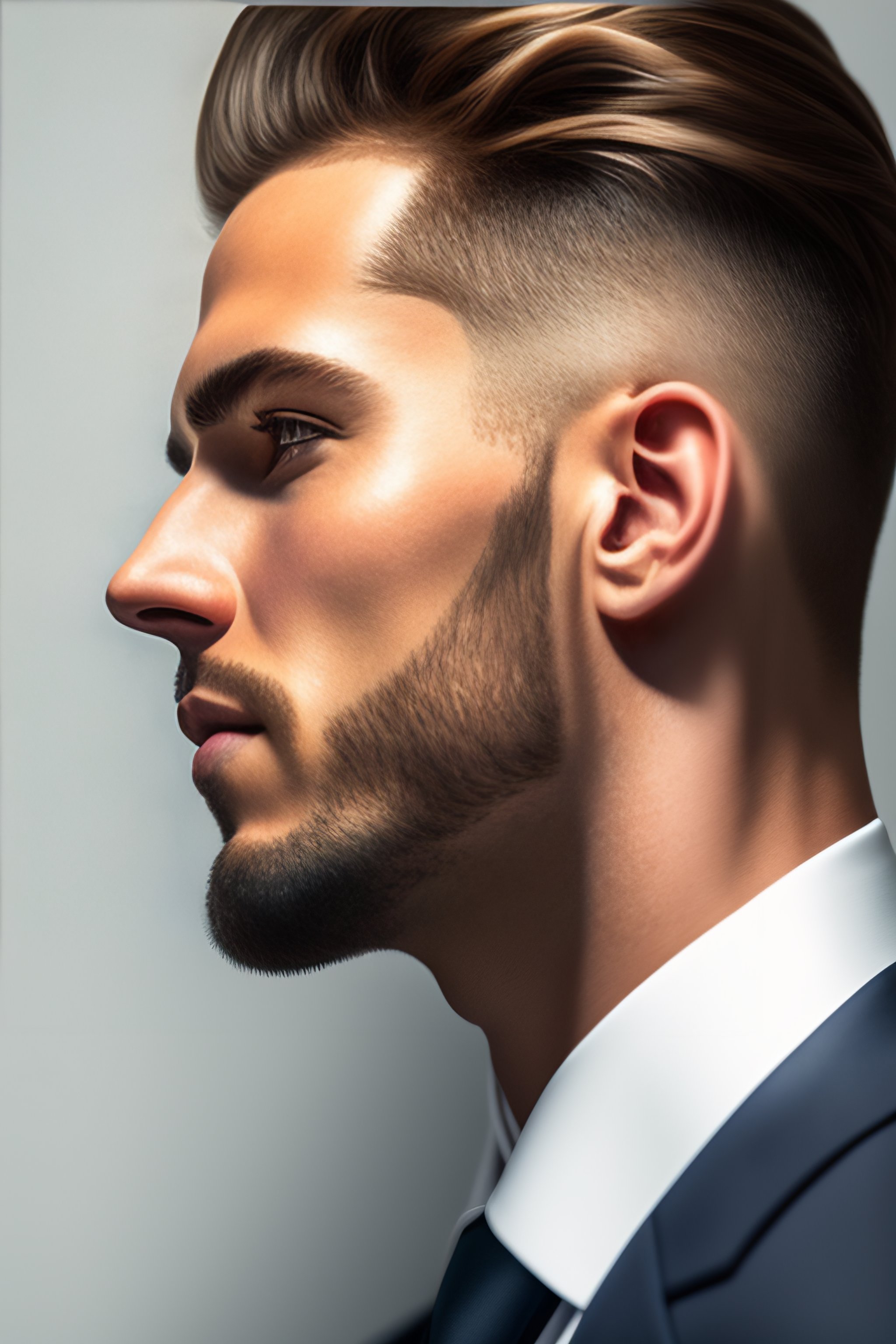 Lexica - Photorealistic portrait of a man, side profile, white background