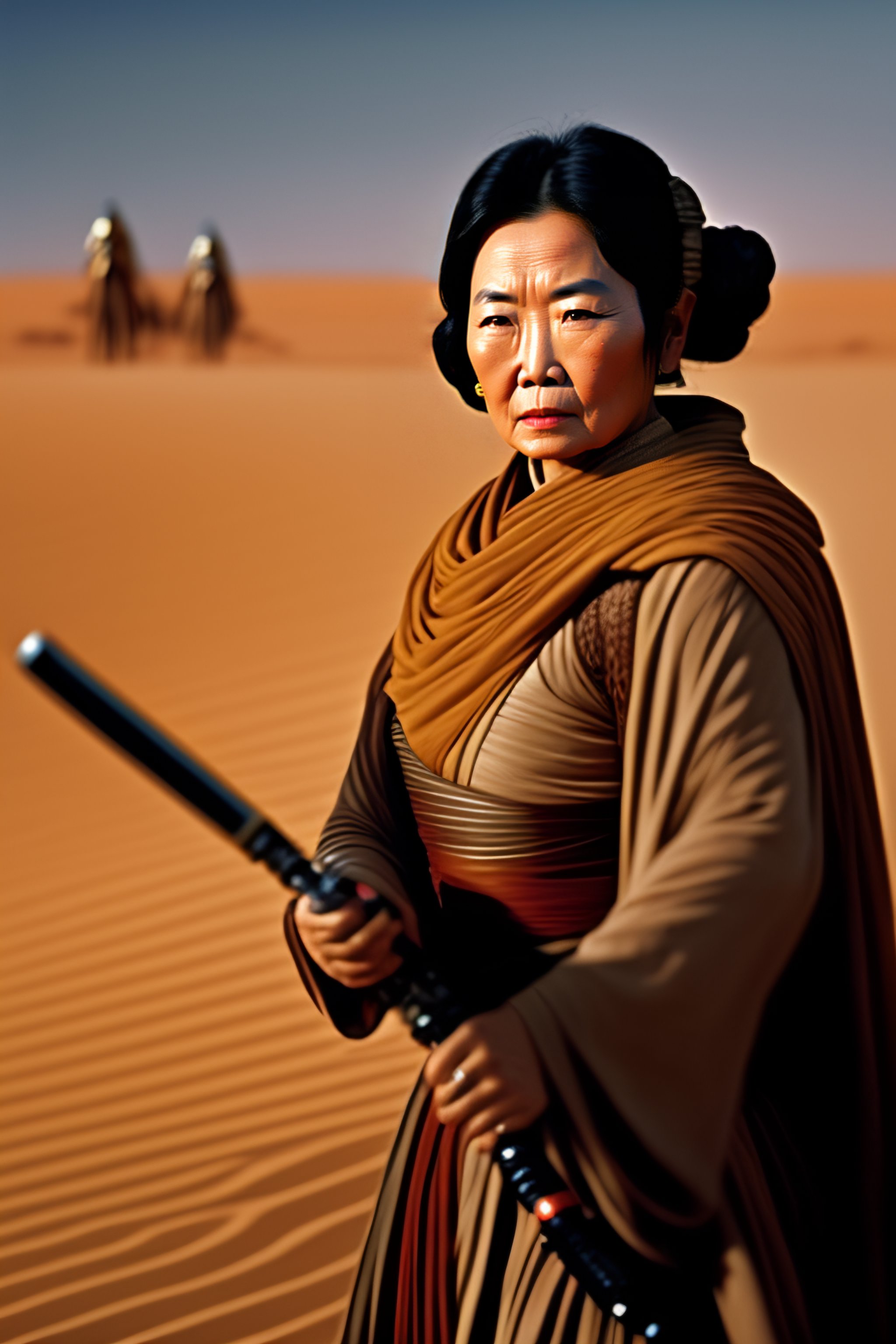 Lexica - Star wars middle aged asian female jedi holding a light saber ...