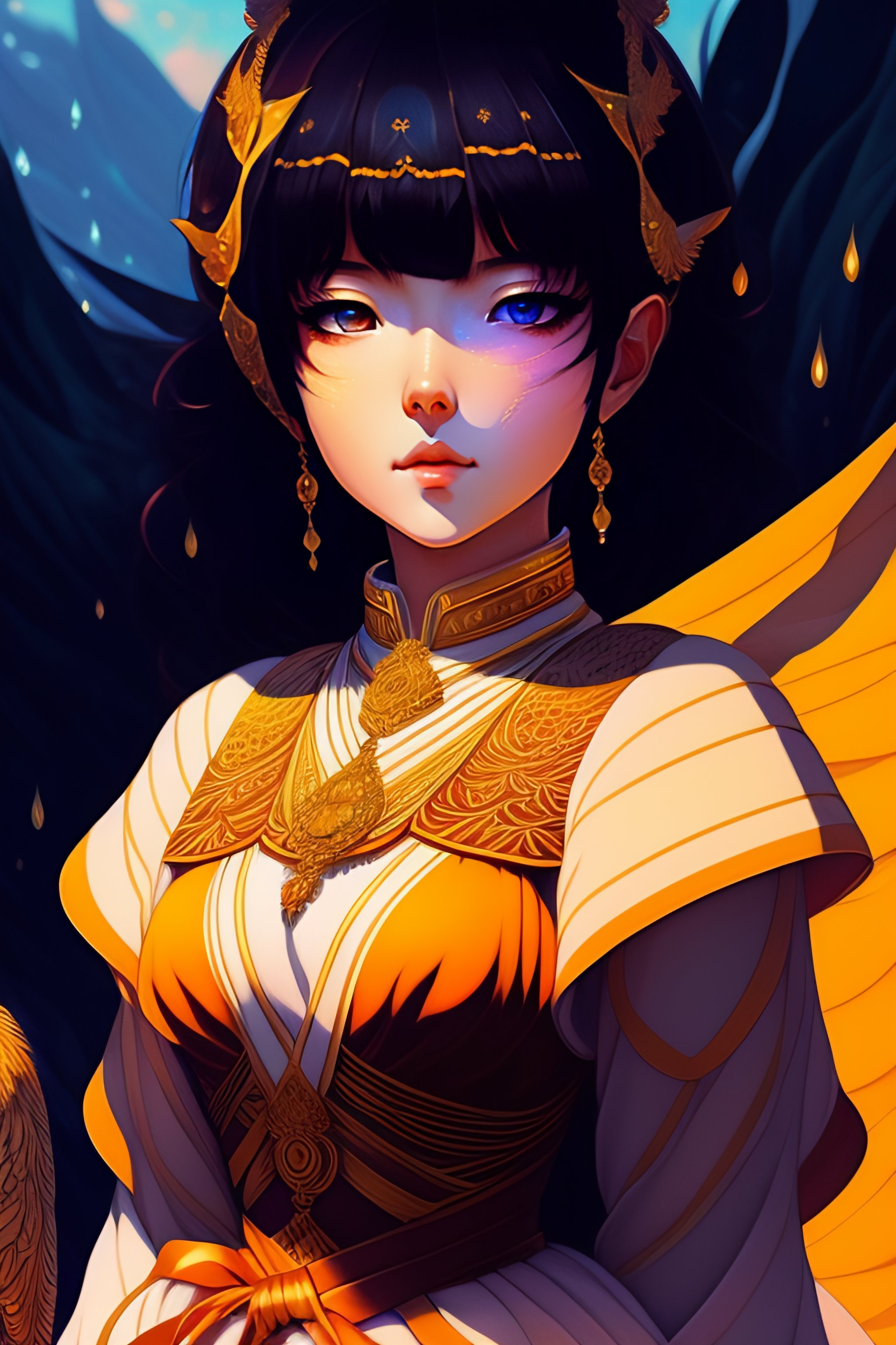 Lexica - Full body portrait goddess of the owls in feathered robe ...