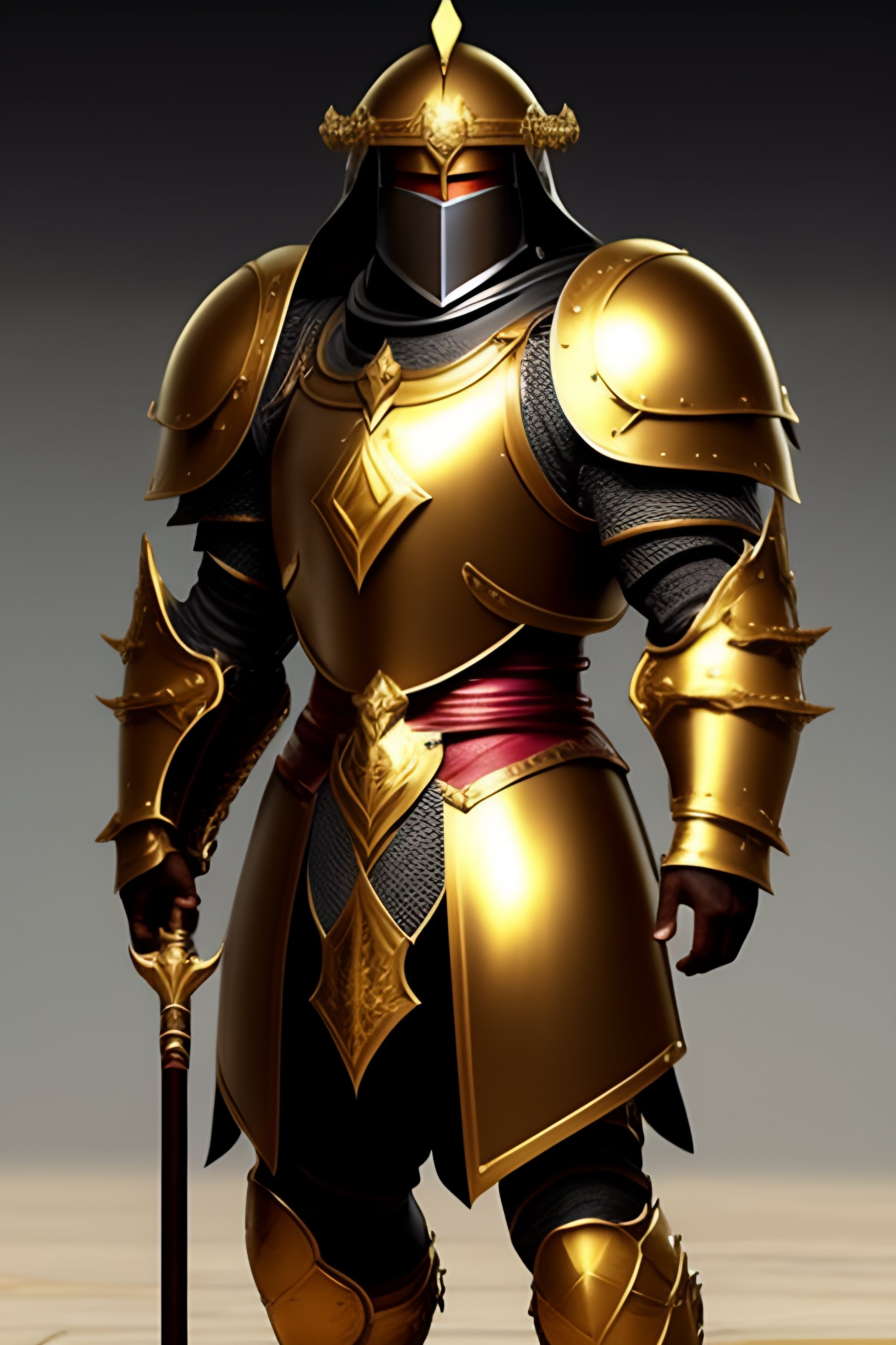Lexica - 60 year old male human, using a golden full plate armor, a ...