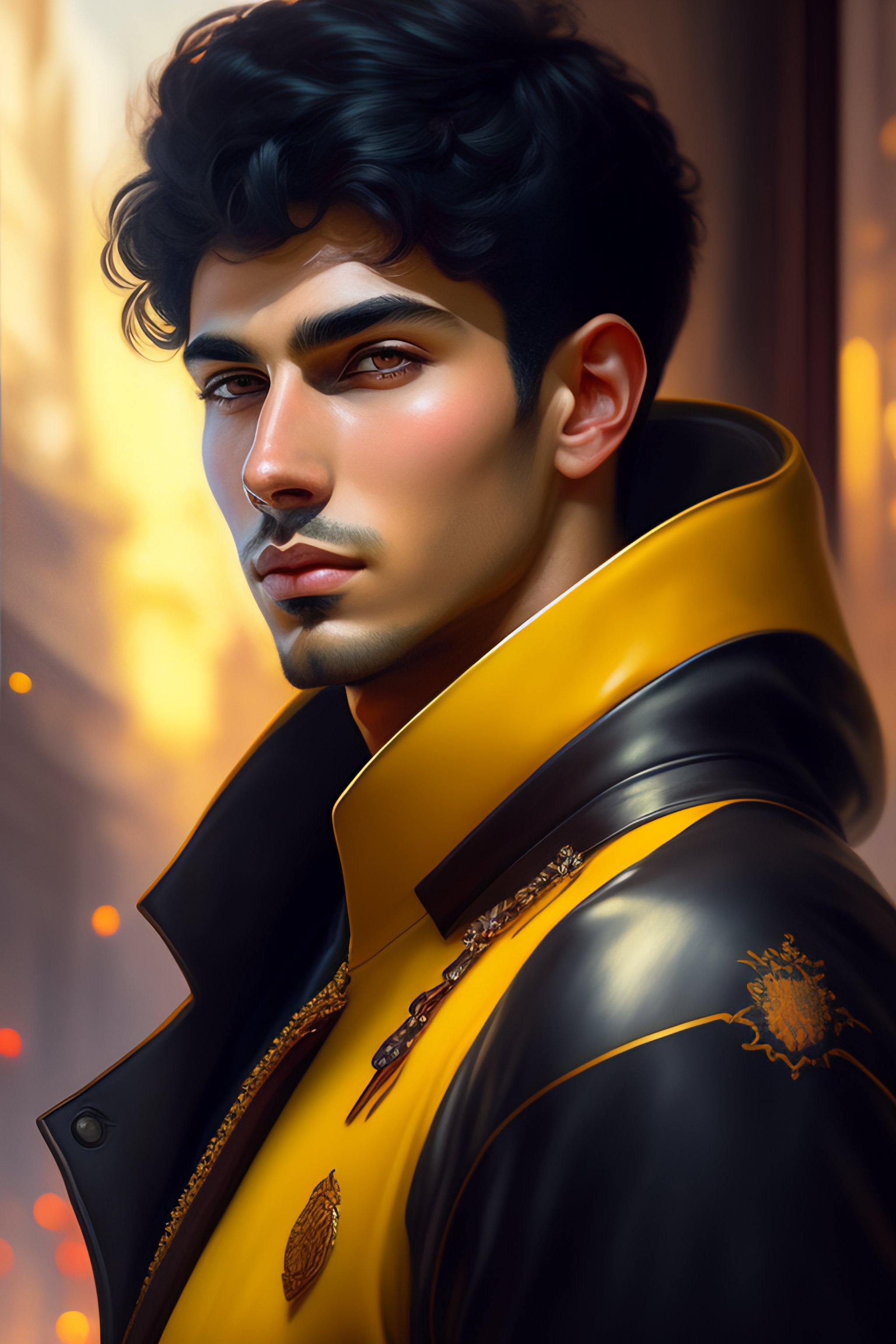 Lexica - Portrait of a Mediterranean young man, black hair, brown eyes ...