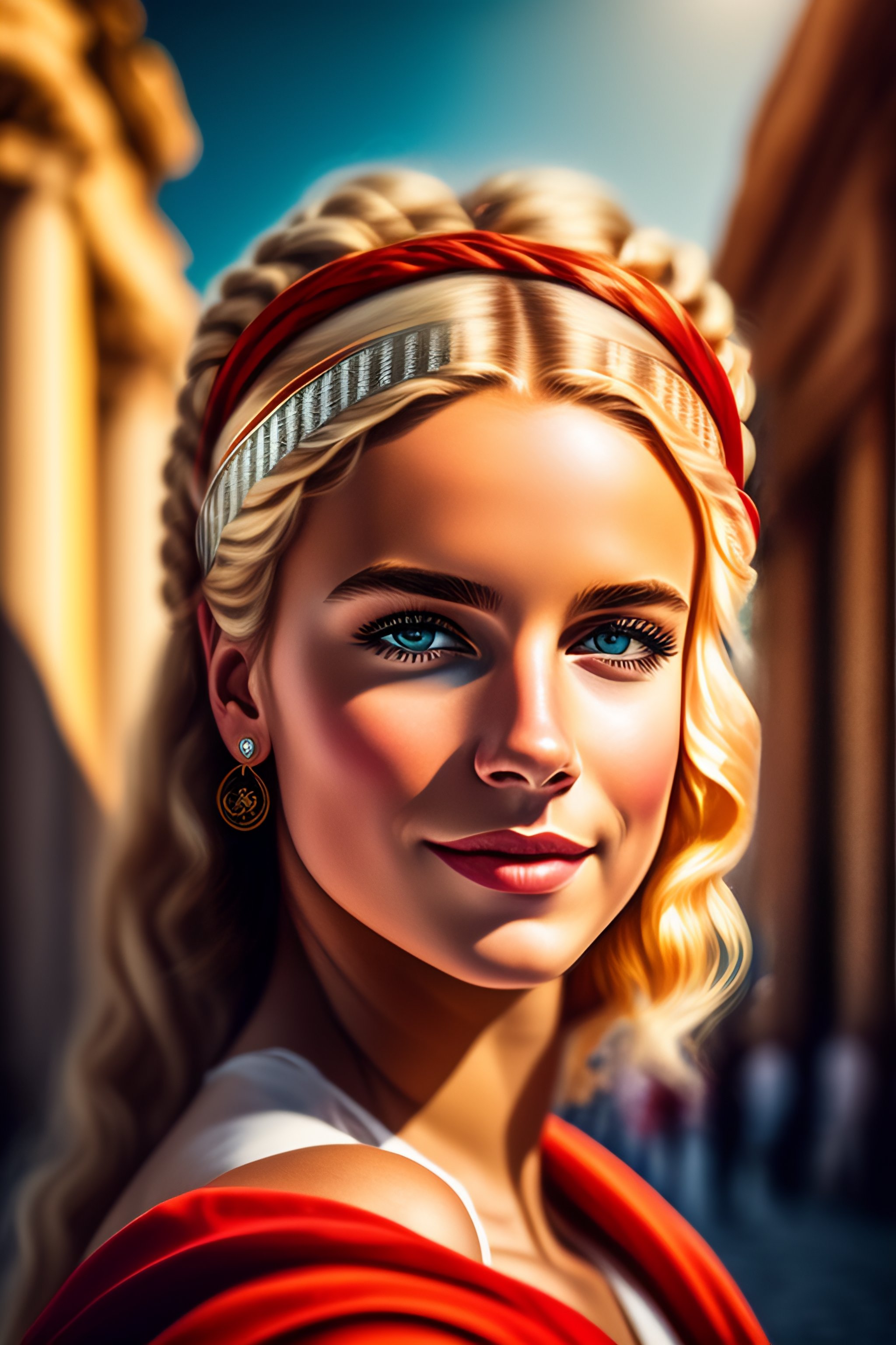 Lexica - Portrait of a young blond roman girl taking a selfie with an ...