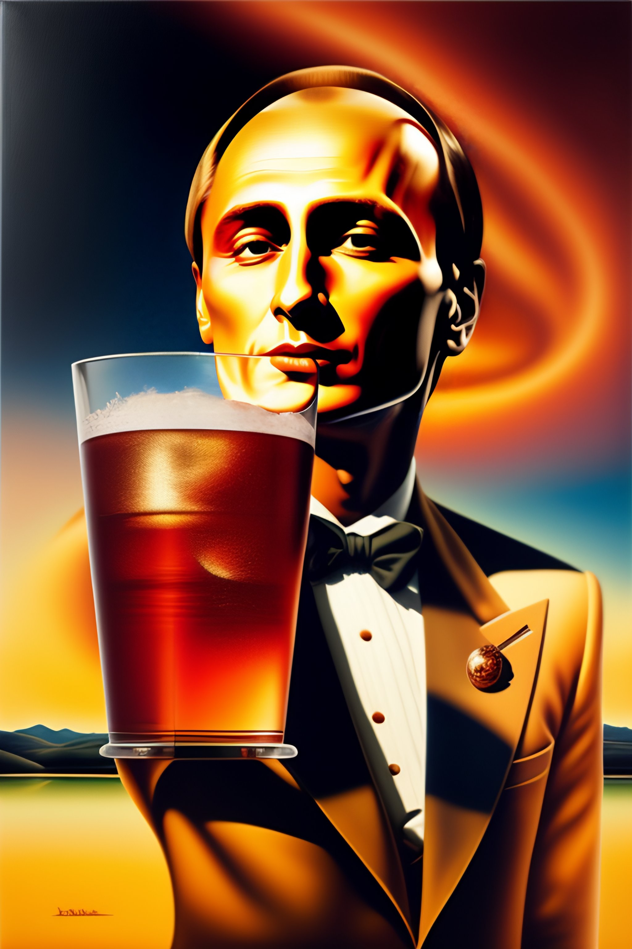 Lexica - Portrait of vladimir putin with vodka, style in art Salvador Dali