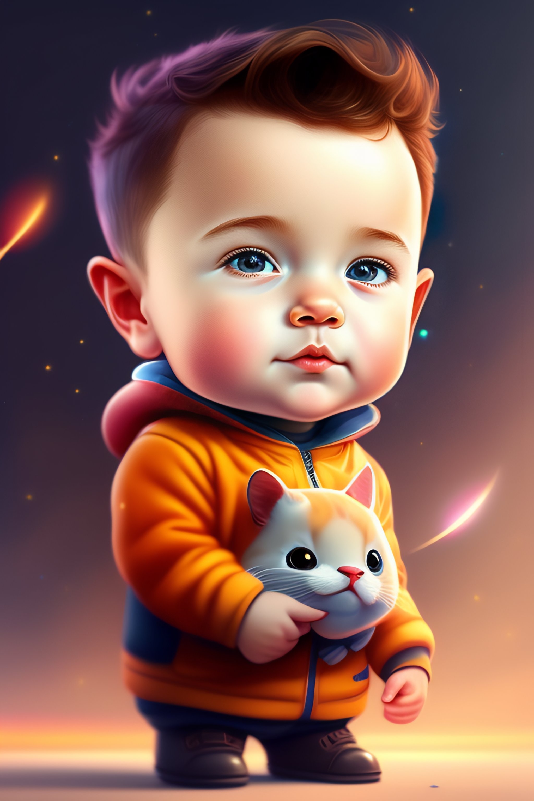 Lexica - Cute and adorable cartoon baby Elon Musk, fantasy, dreamlike ...