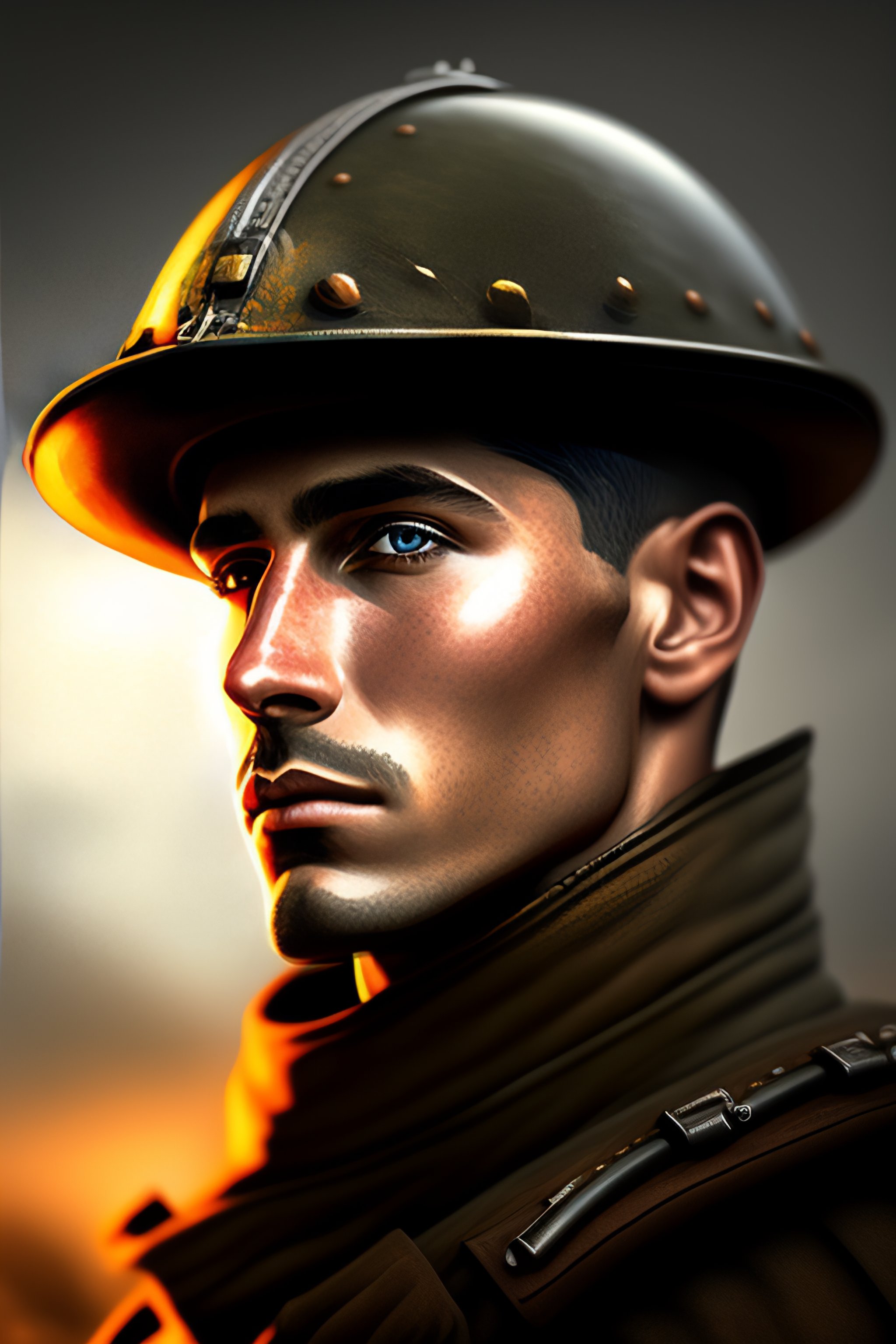 Lexica - Ww1 trench soldier with helmet portrait, digital art ...