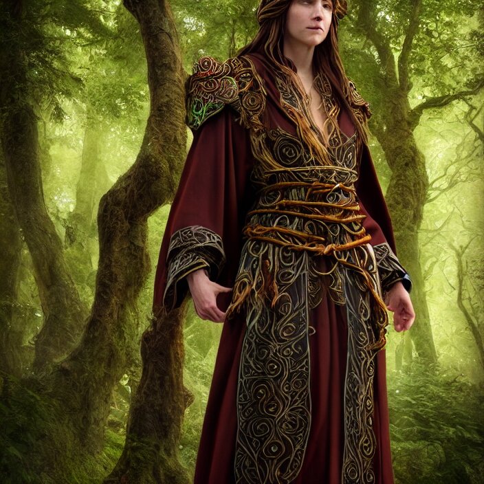 Lexica - Photograph of a real-life beautiful druid with ornate robes ...