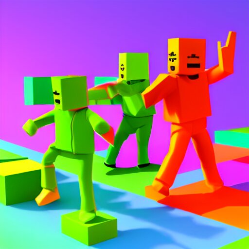 Lexica - High quality 3d render of dancing block figures looking like ...