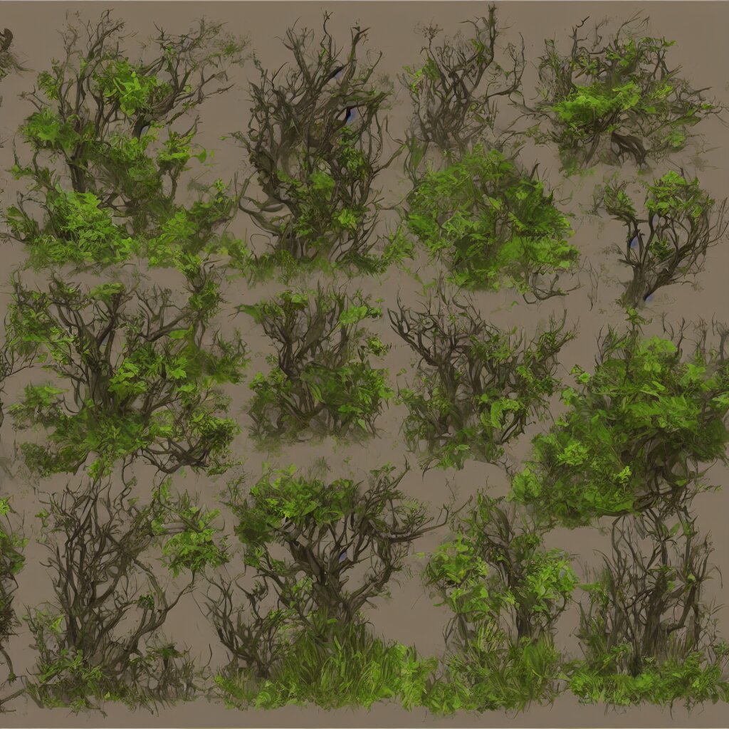 Lexica - Lush bushes concept art, detailed diagrams, aesthetic, artstation