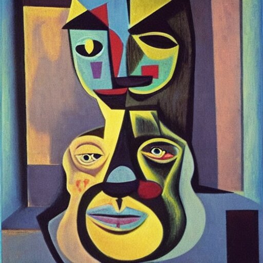 Lexica - Very creepy man, grotesque, horror, pablo picasso style