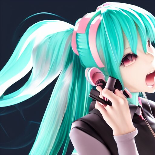 Lexica - Hatsune miku smoking weed with a vape pen, smoke coming out of ...