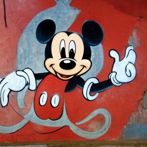Lexica - Ancient mural painting representing Mickey Mouse