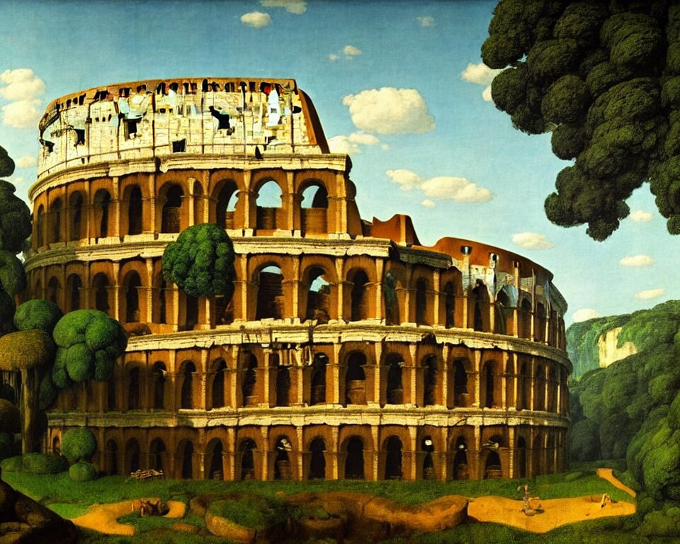 Lexica - An achingly beautiful print of the Colosseum in a jungle ...