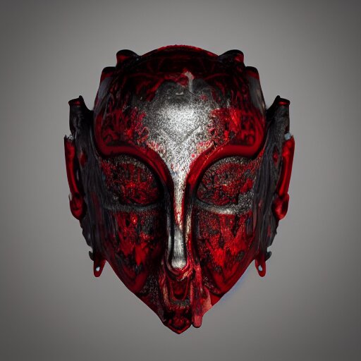 Lexica – Bloody ritual mask, octane render, ornate, red, 3d render