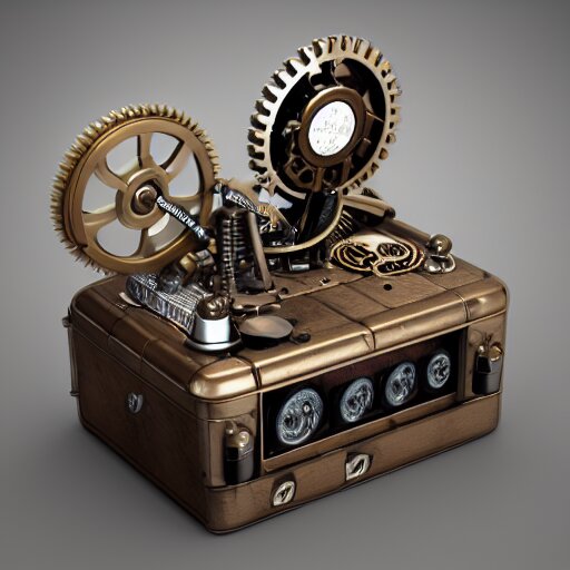 Lexica – Octane render of a mechanical wind-up steampunk cd player with ...