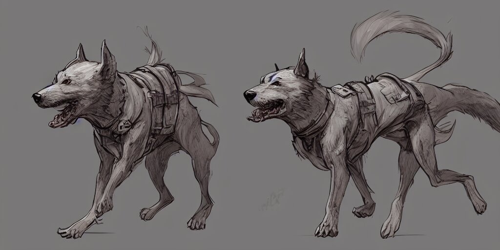Lexica – Cartoonish dog running, character sheet, fine details, concept ...