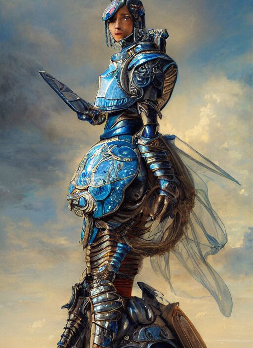 Lexica - Formal portrait of a cyborg locust warrior wearing plate armor ...