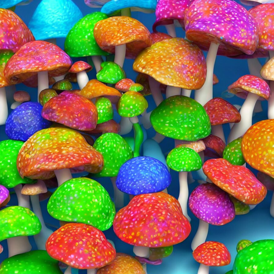 Lexica - Colorful mushrooms, a computer render by jonathan zawada ...